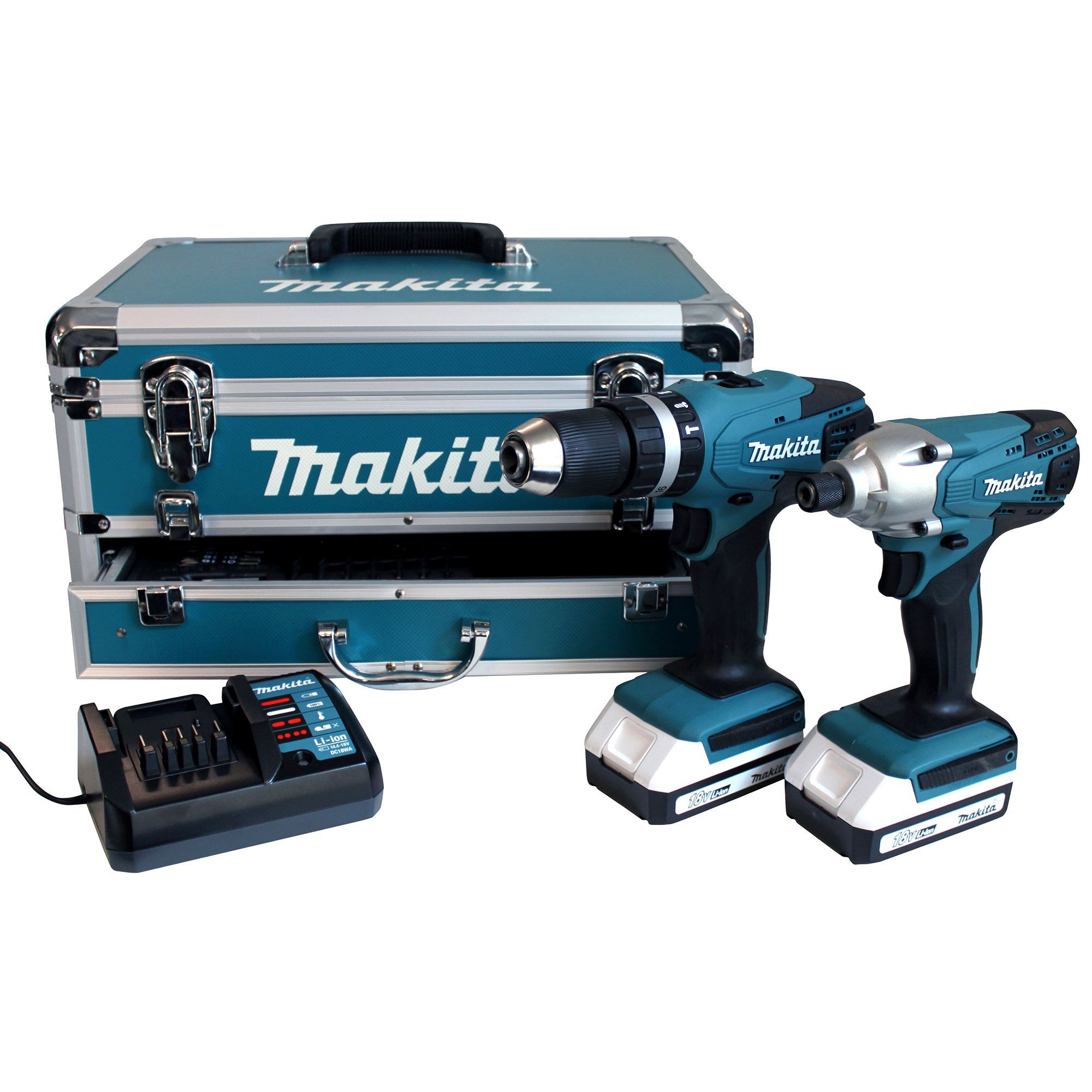 Makita G-Series 18V Li-Ion Combi Drill & Impact Driver Twin Pack 2 ...