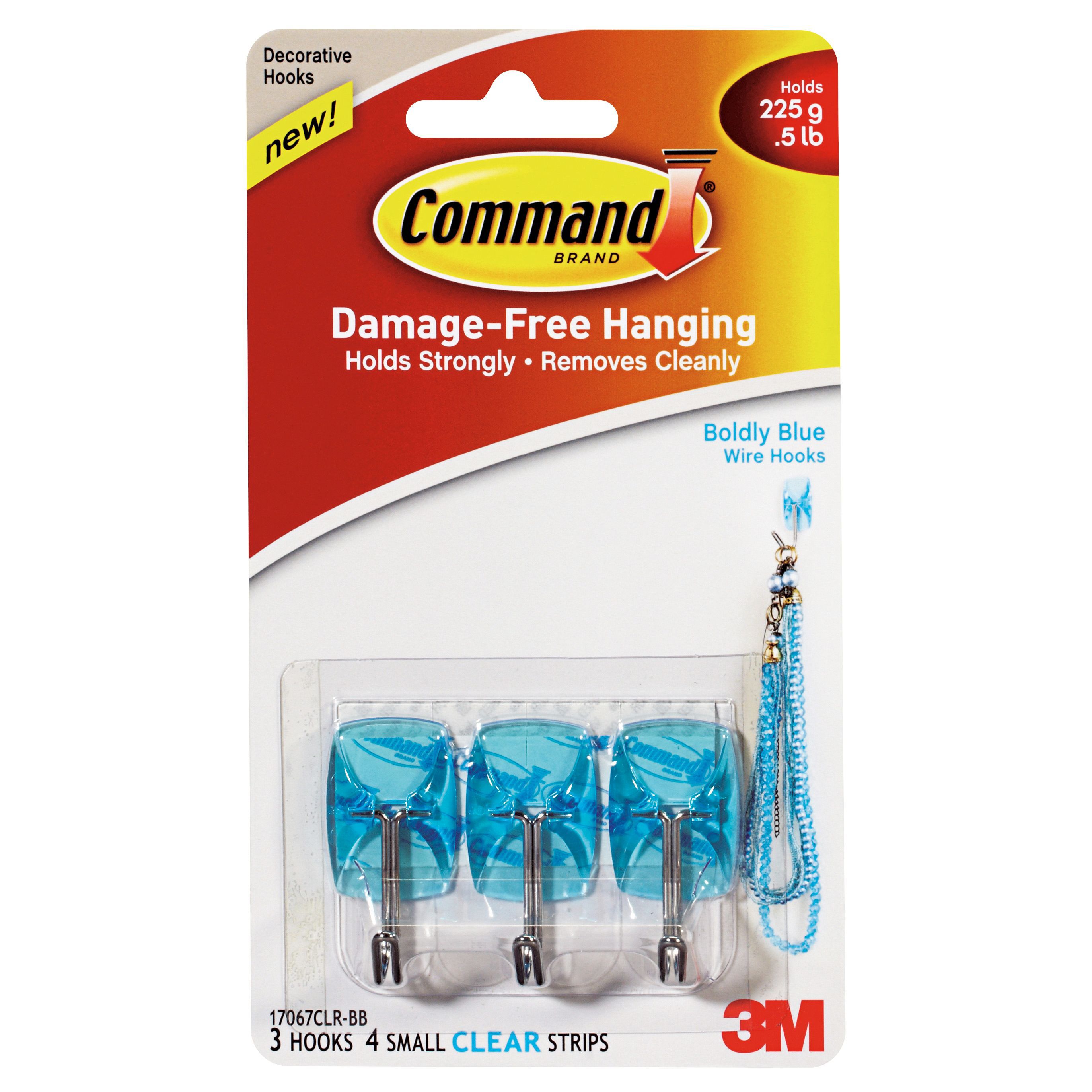 3M Command Blue Plastic Hooks, Pack of 3 | Departments | DIY at B&Q