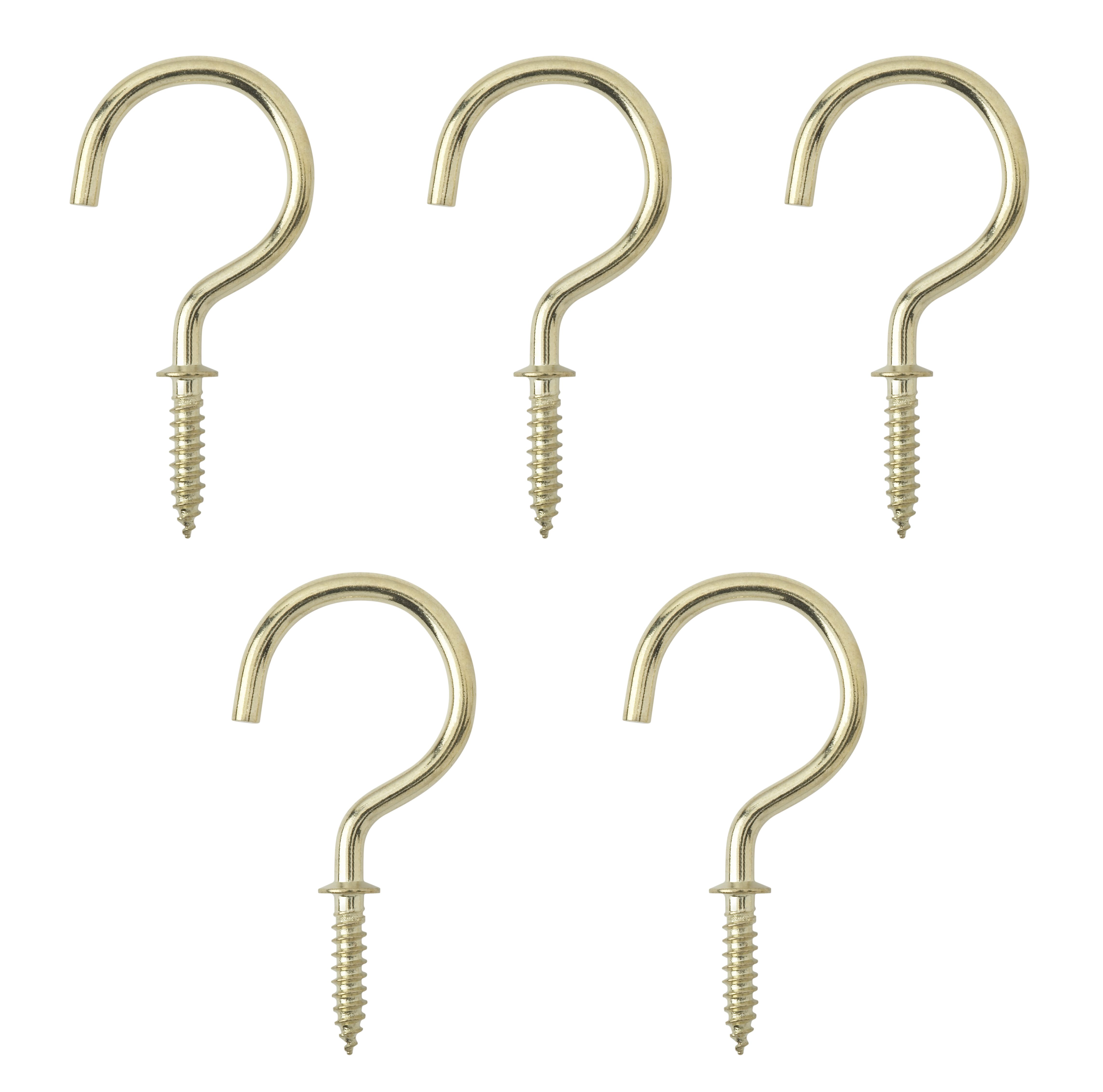 Brass-plated Cup hook (L)46.5mm, Pack of 25 | Departments | DIY at B&Q