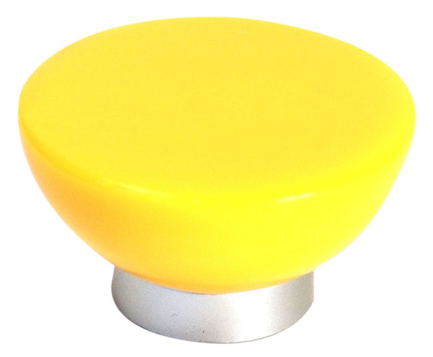 Yellow Plastic Round Furniture Knob (Dia)38mm | Departments | DIY at B&Q