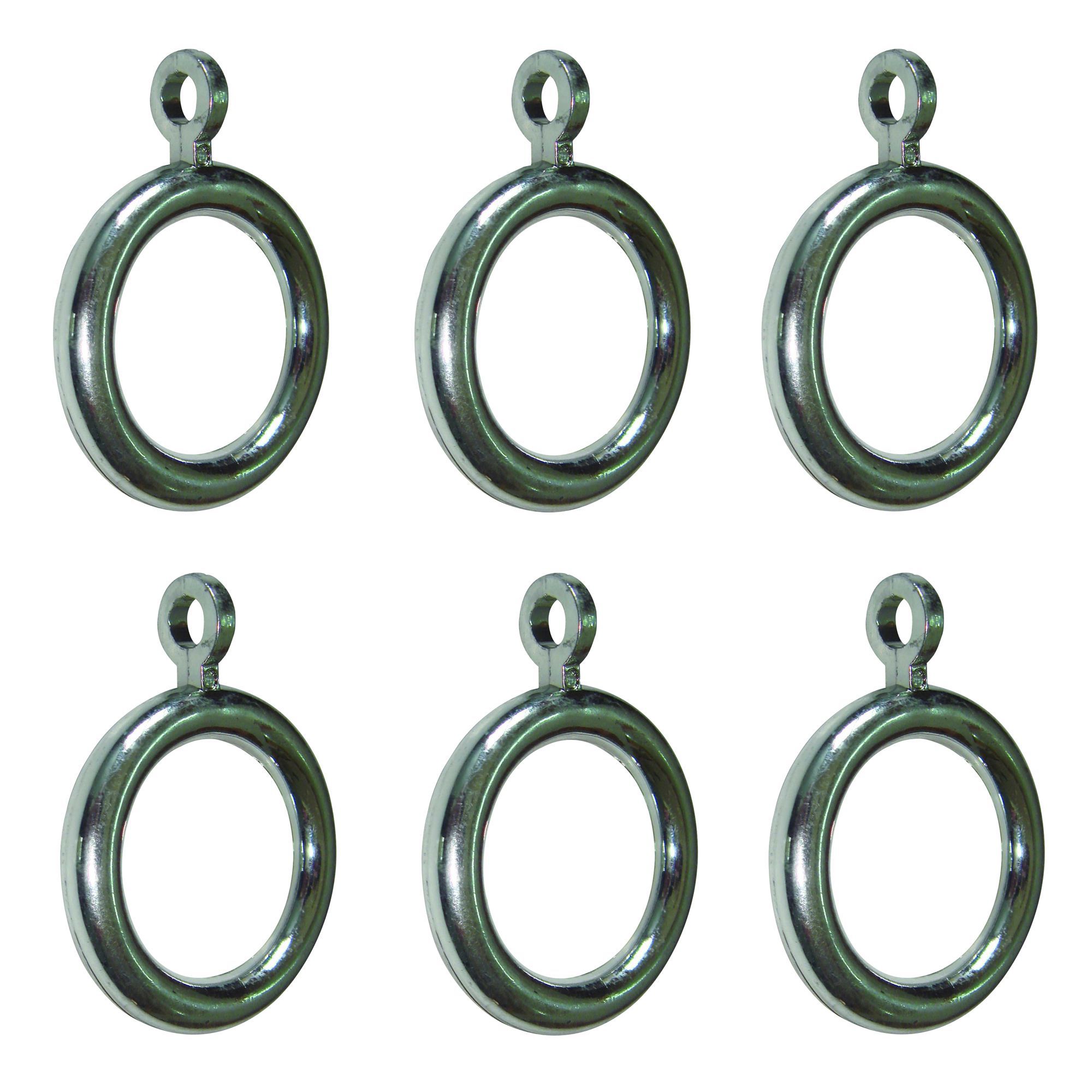 Colours Chrome effect Curtain ring (Dia)19mm, Pack of 6 | Departments ...