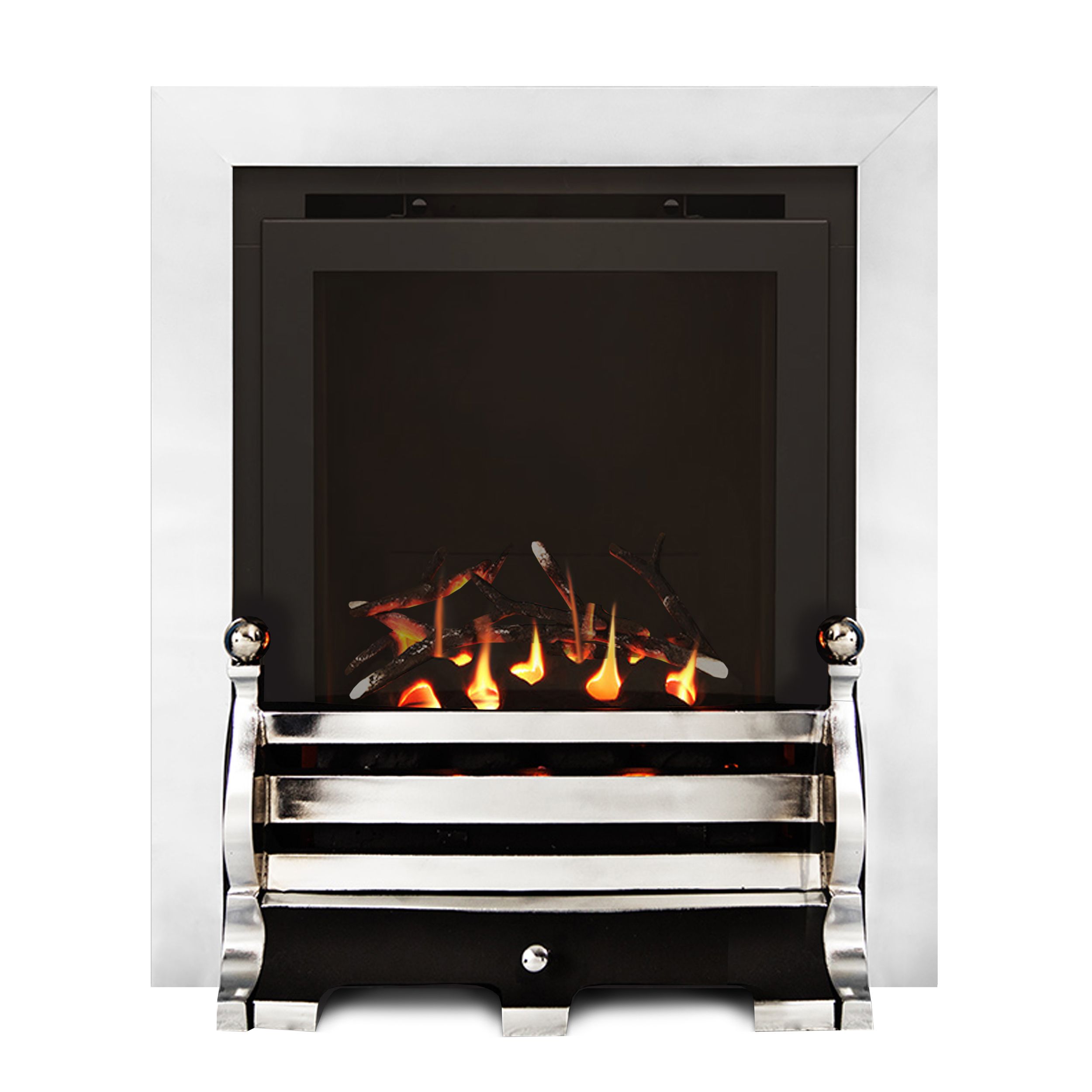 Ignite Fairfield Glass Fronted Chrome effect Gas Fire | Departments ...
