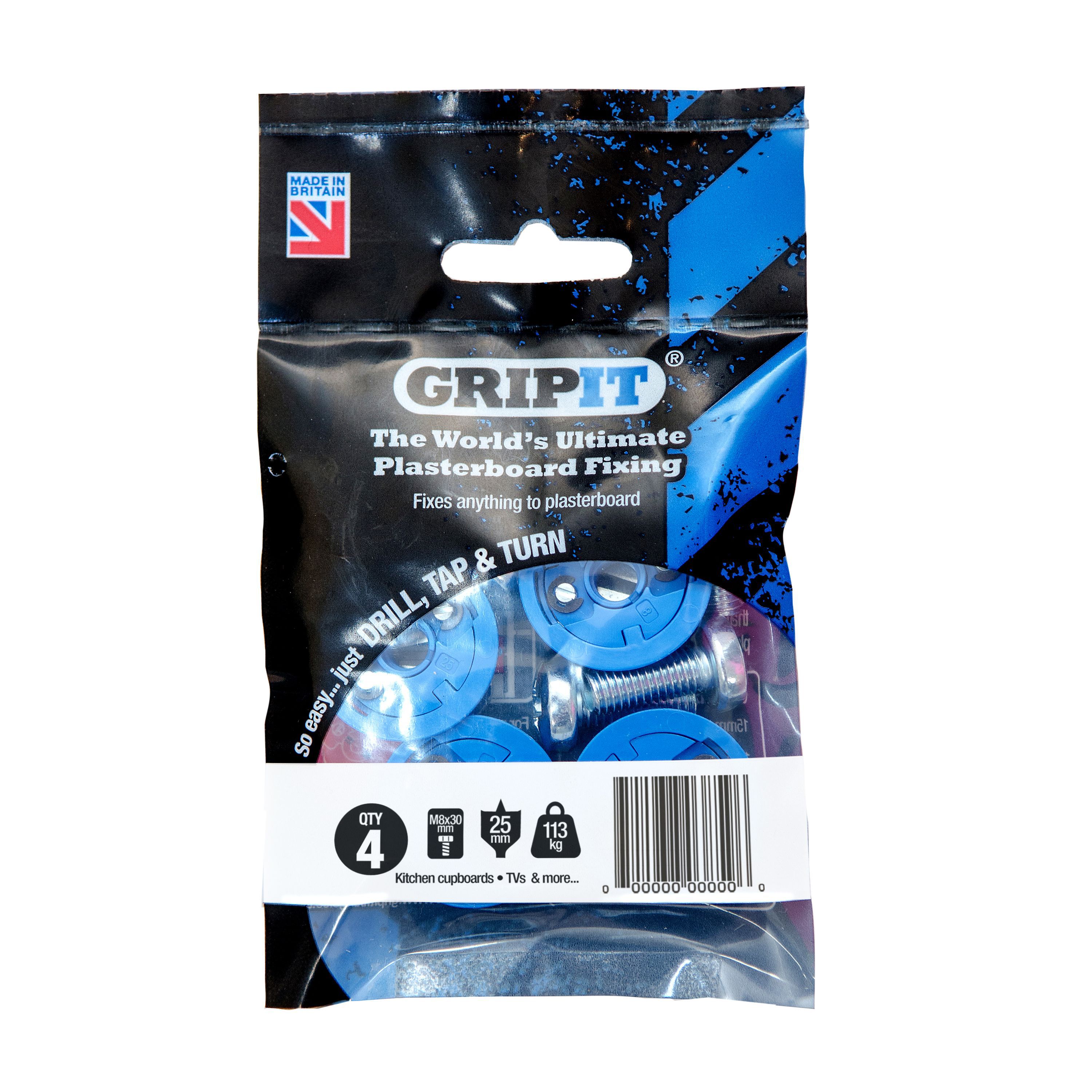 GripIt Plasterboard fixings (Dia)25mm, Pack of 4 | Departments | DIY at B&Q