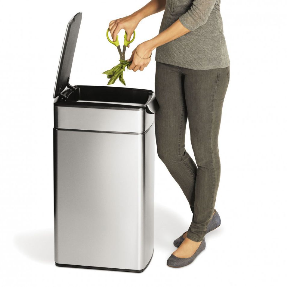 simplehuman Slim Stainless Steel Rectangular Touch Bar Bin, 40L | Departments | DIY at B&Q