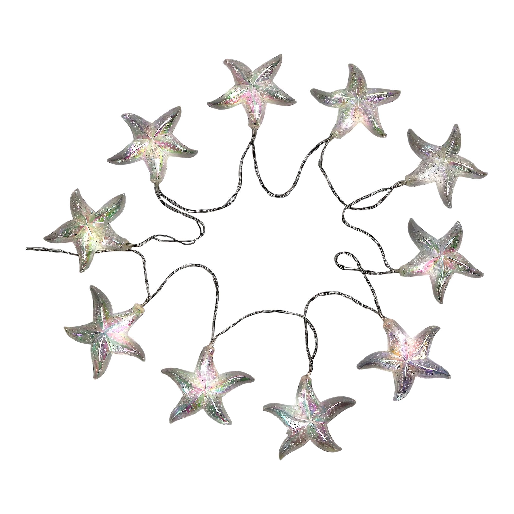 10 Ice white Starfish LED String lights With timer function Clear cable