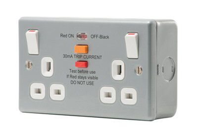 13A 2 gang RCD socket of 1