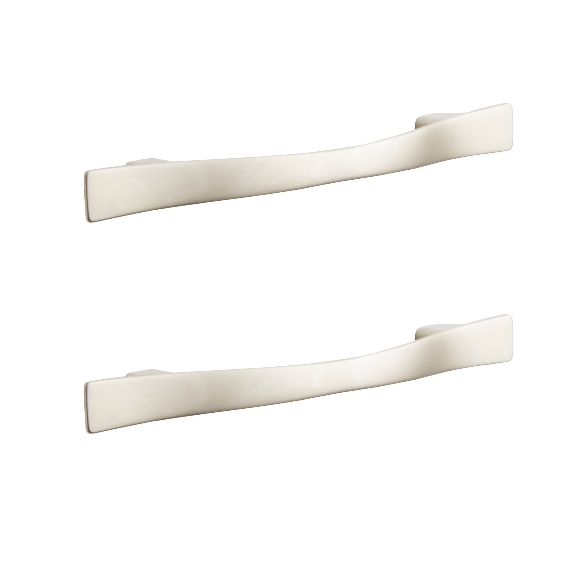Satin nickel effect Curved bar Cabinet handle, Pack of 2 | Departments ...