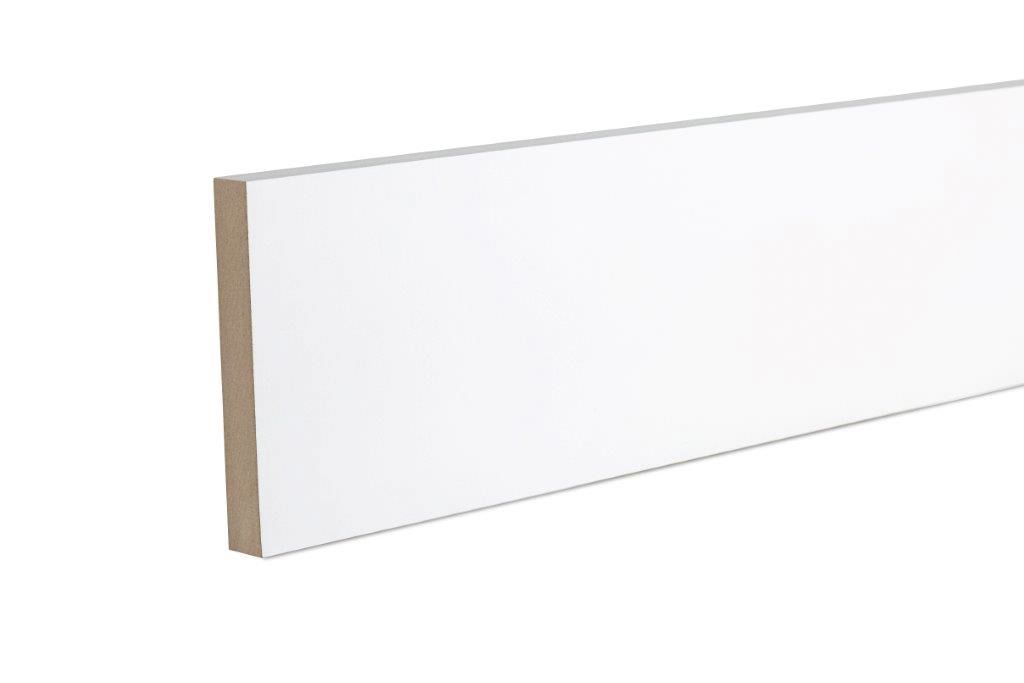 Primed White MDF Square edge Skirting board (L)2.4m (W)119mm (T)18mm ...