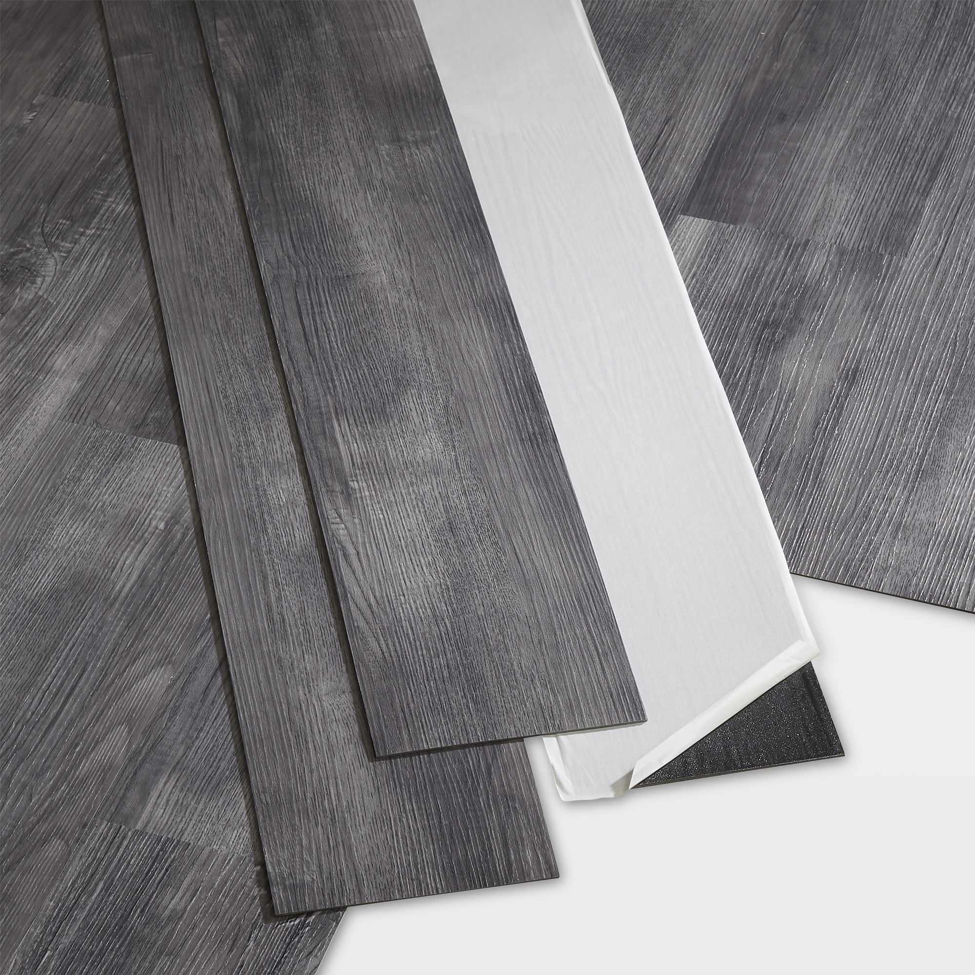 Poprock Grey Wood effect Self adhesive Vinyl plank, 1.11m² Pack ...