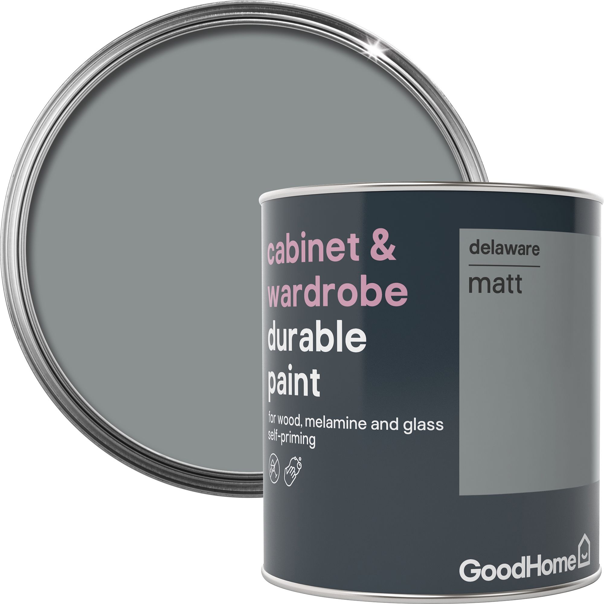 GoodHome Durable Delaware Matt Cabinet & wardrobe paint 750ml ...