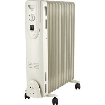 Electric 2400W Cream Oil filled radiator | Departments | DIY at B&Q