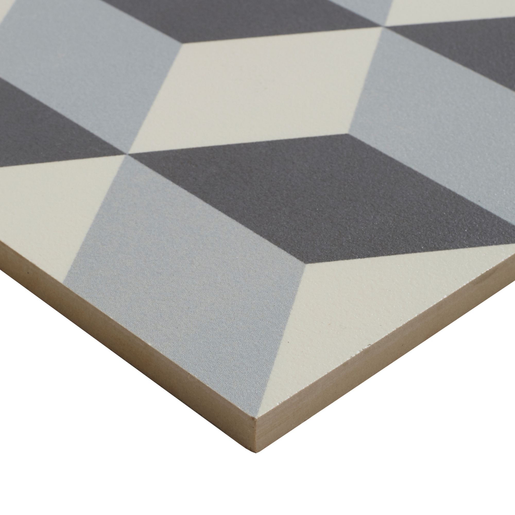 Hydrolic Black & white Matt Concrete Porcelain Floor tile, Pack of 25 ...