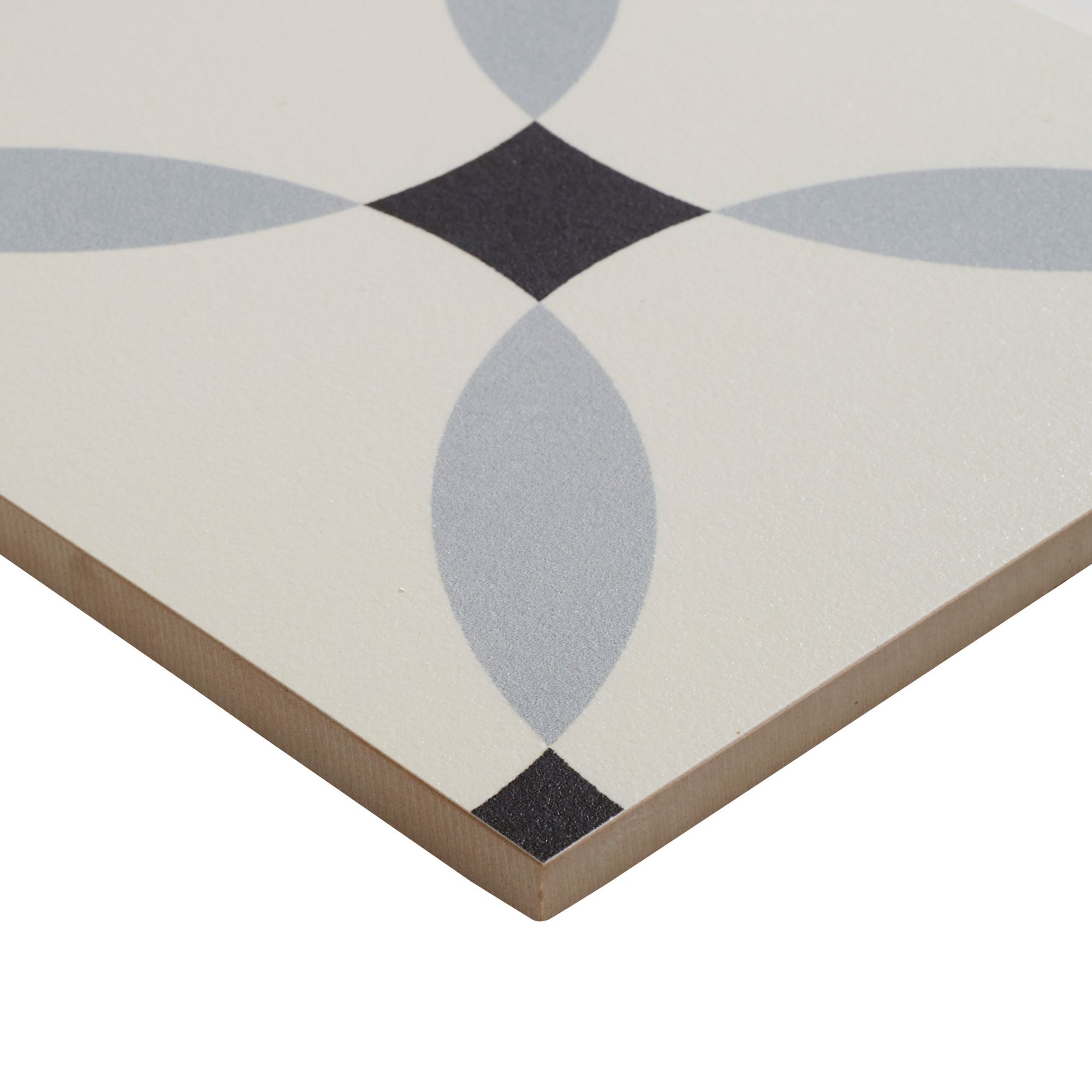 Hydrolic Black & white Matt Concrete Porcelain Floor tile, Pack of 25 ...