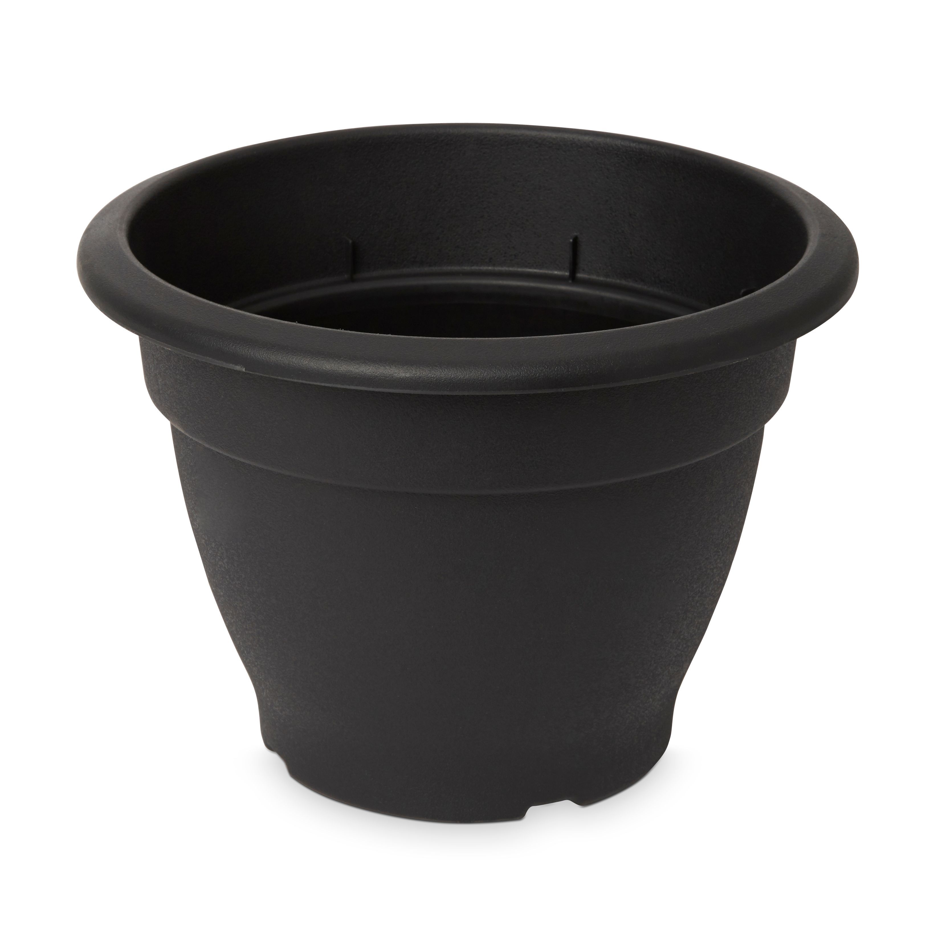 Florus Glazed Black Plastic Bell Plant pot (Dia)30cm | Departments ...