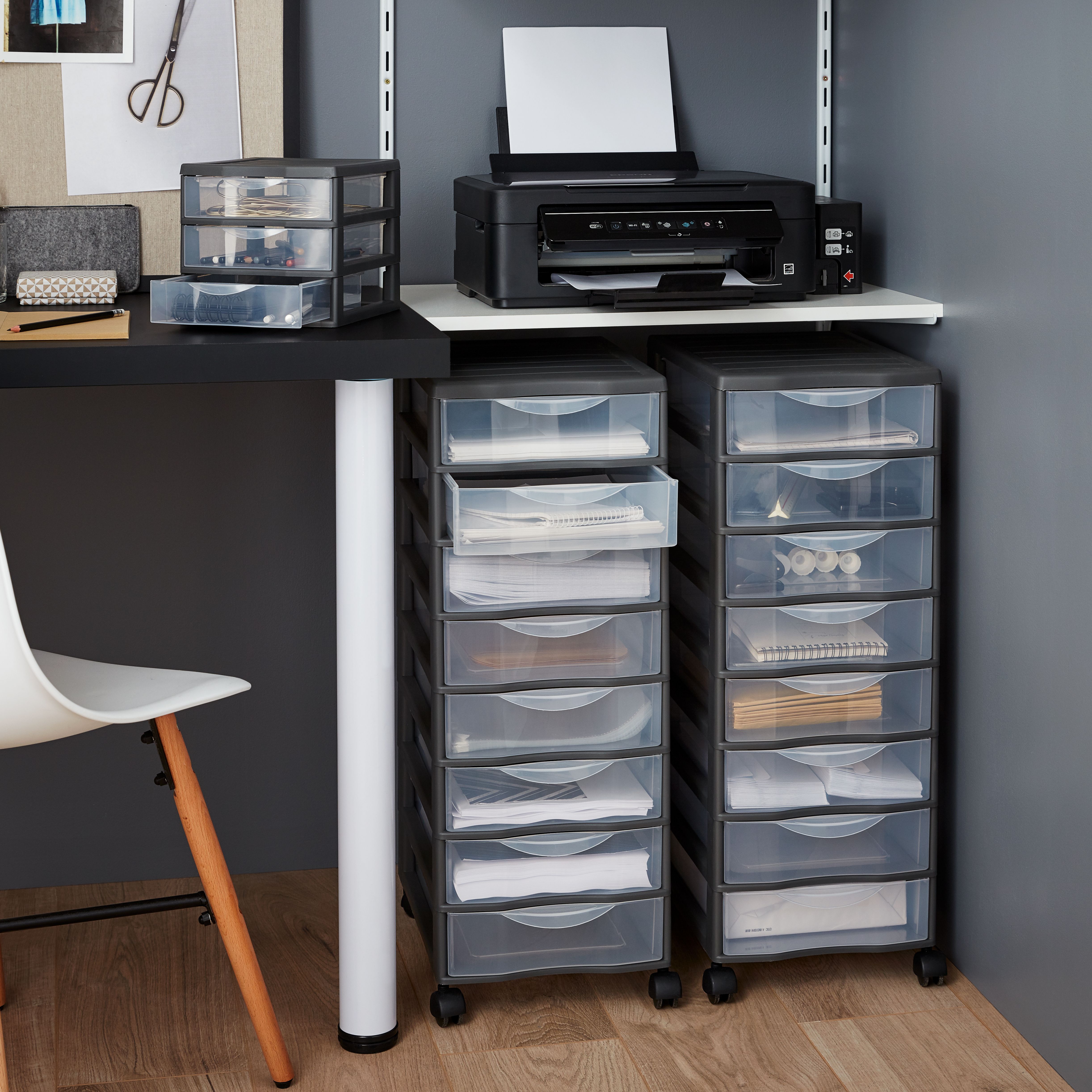 Kontor Clear & grey 33L Stackable Foldable 8 drawer Tower unit ...