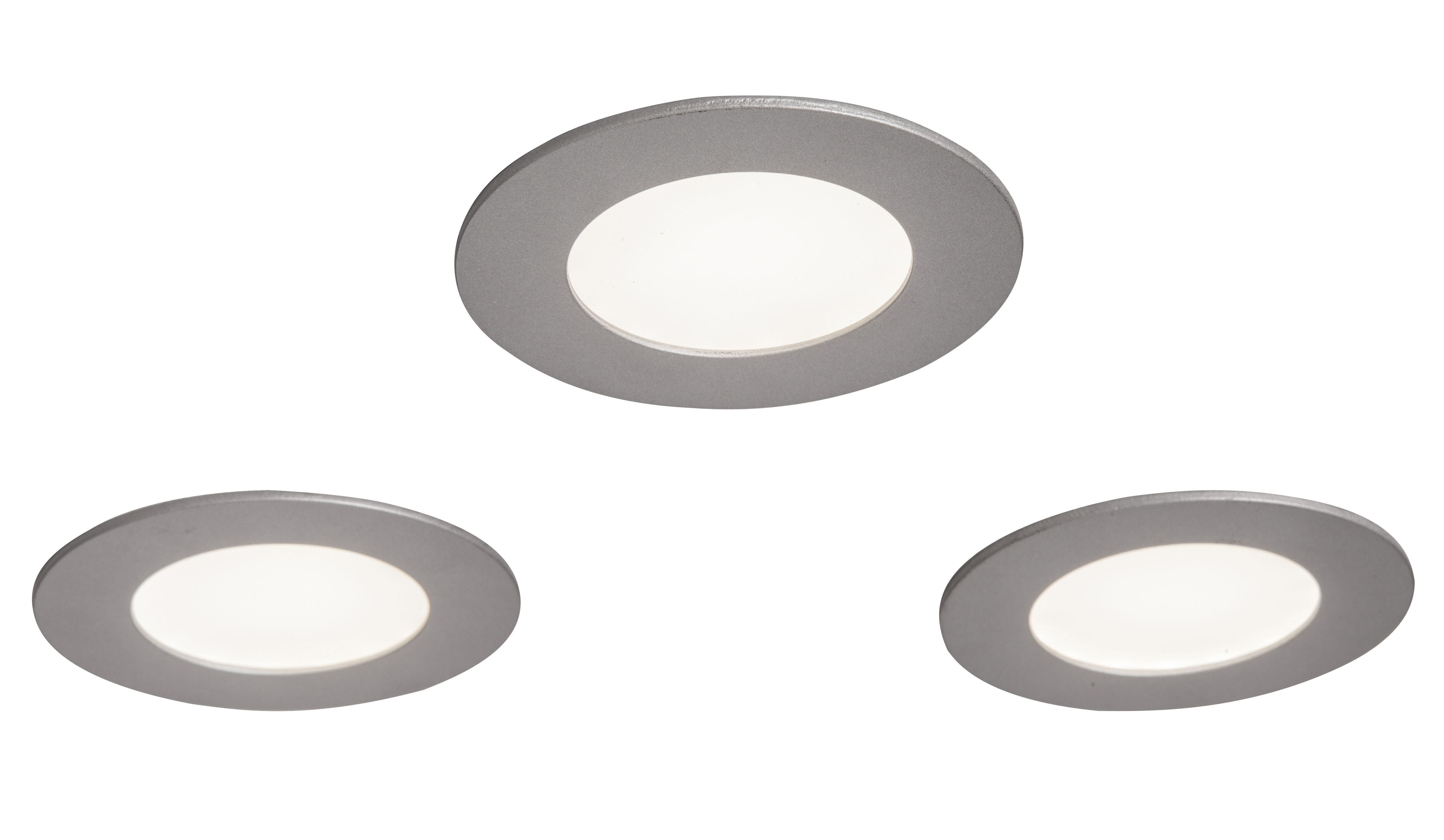 Colours Silver LED Fixed Recessed downlight 4.5 IP20, Pack of 3 ...