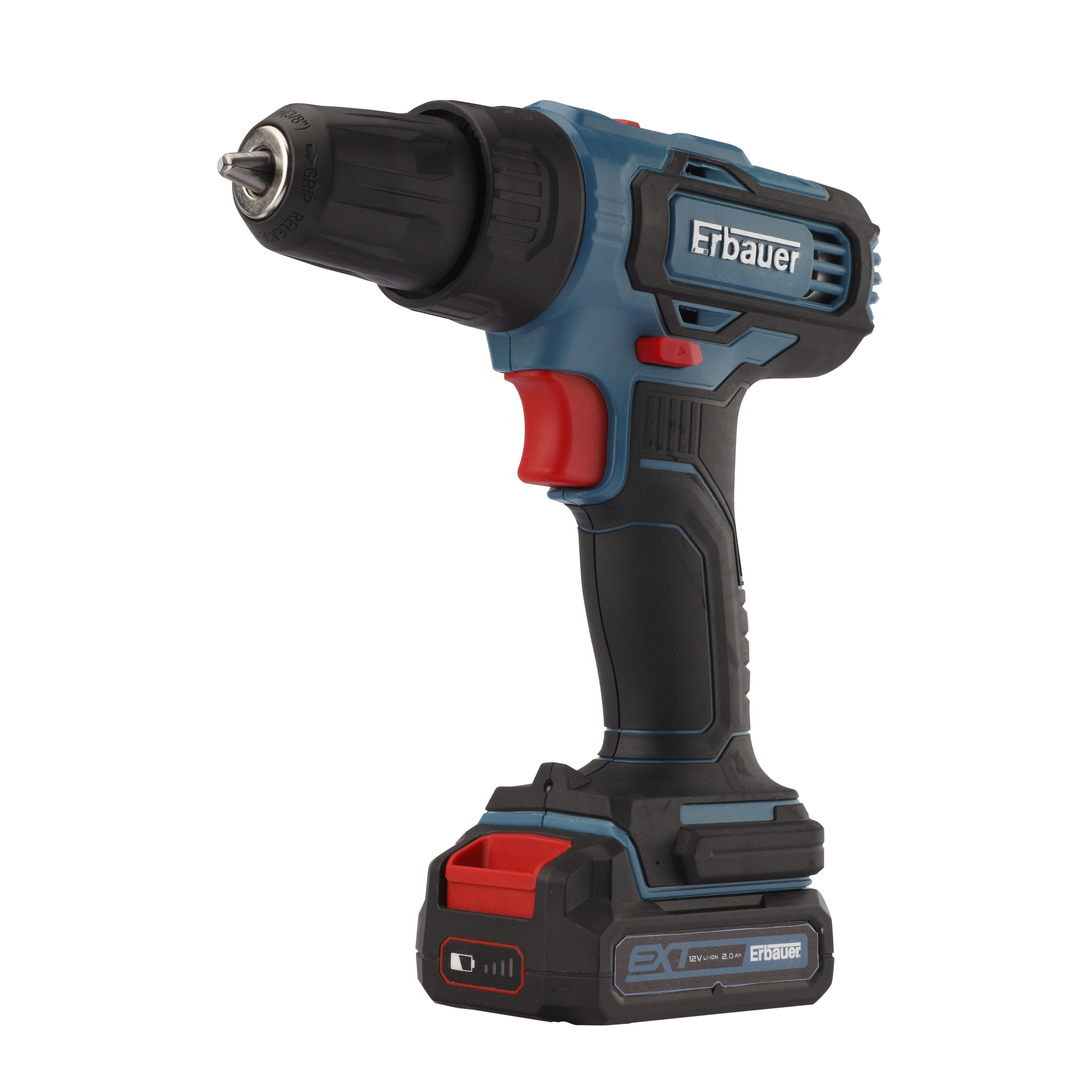 Erbauer Cordless 12V 2Ah Lithium-ion Brushed Drill driver 2 batteries ...