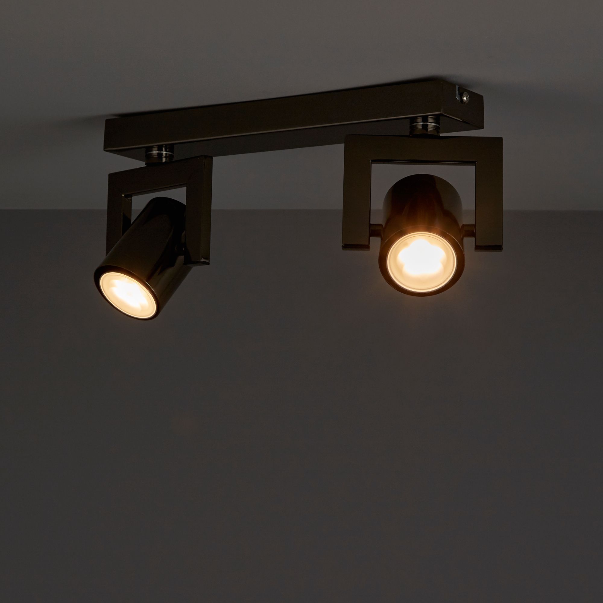Galene Gun metal effect Mains-powered 2 lamp Spotlight | Departments ...