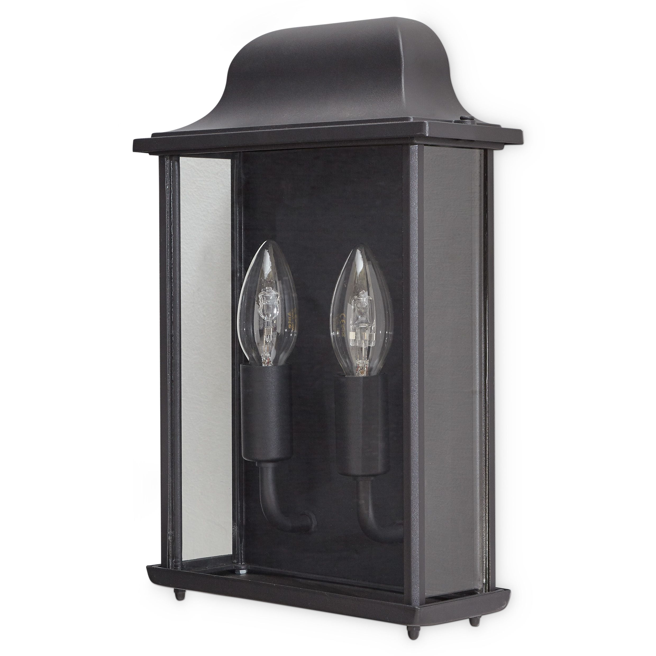 Blooma Slana Matt Black Mains-powered Halogen Outdoor Double Wall light ...
