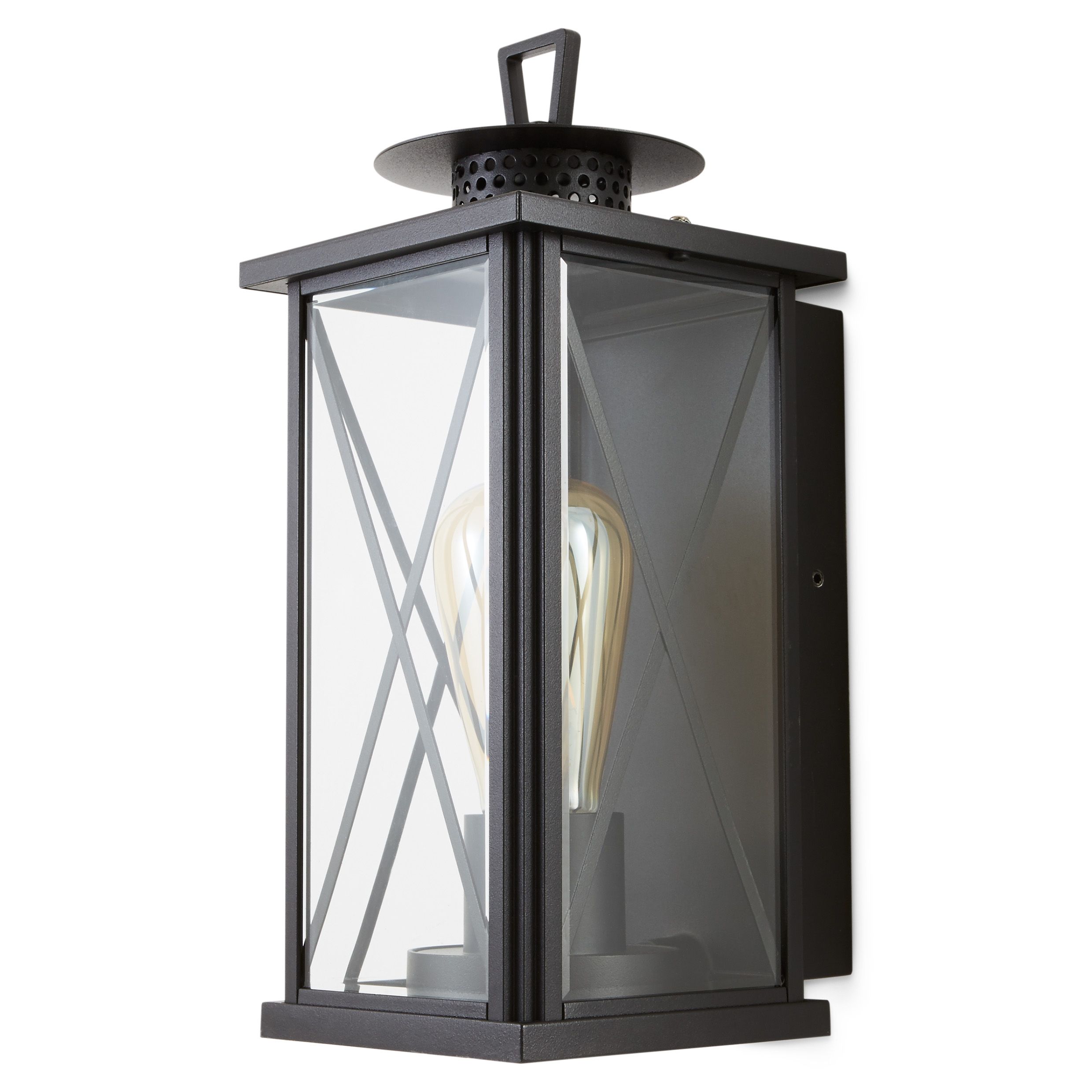 Blooma Belleterre Matt Black Mains-powered Halogen Outdoor Wall light ...