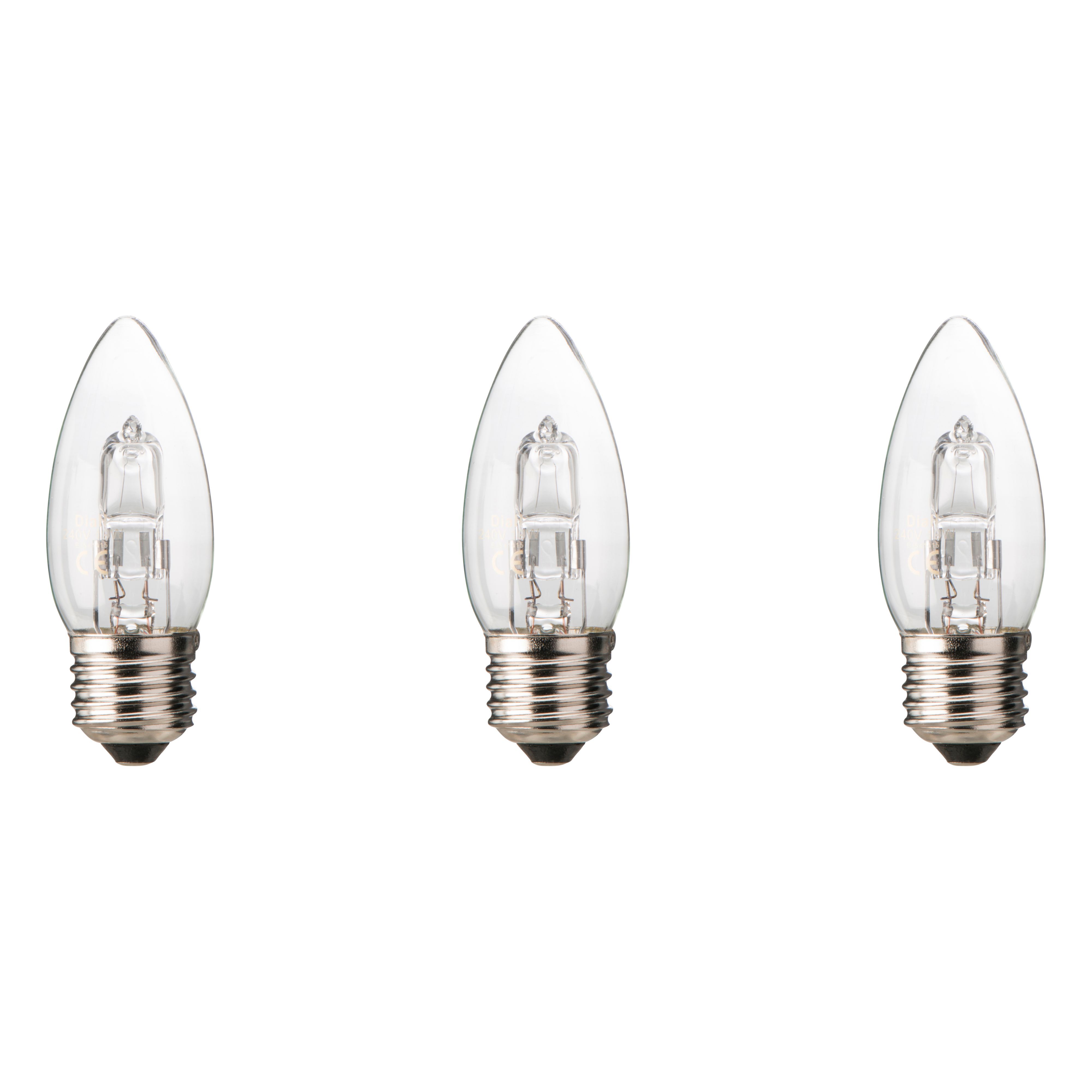 Diall E27 19W Halogen Dimmable Candle Light bulb, Pack of 3 ... Diall E27 19W Halogen Dimmable Candle Light bulb, Pack of 3 ...