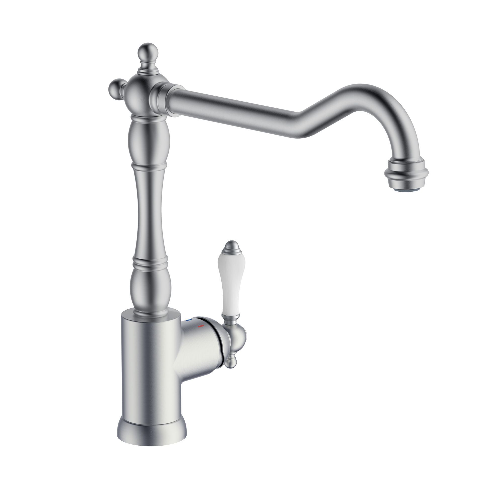 Cooke & Lewis Belmore Nickel effect Kitchen Side lever Mixer tap ...