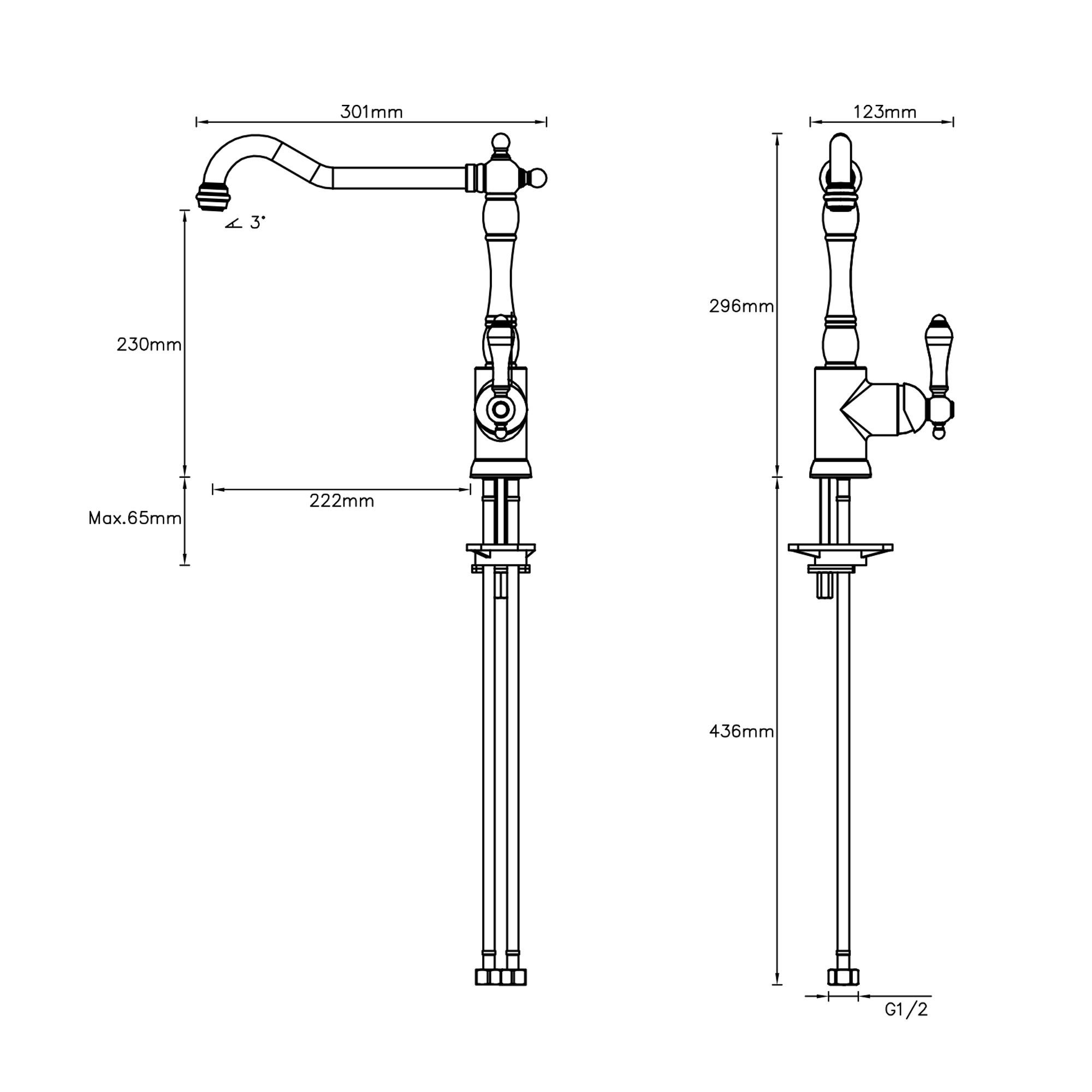 Cooke & Lewis Belmore Nickel effect Kitchen Side lever Mixer tap ...