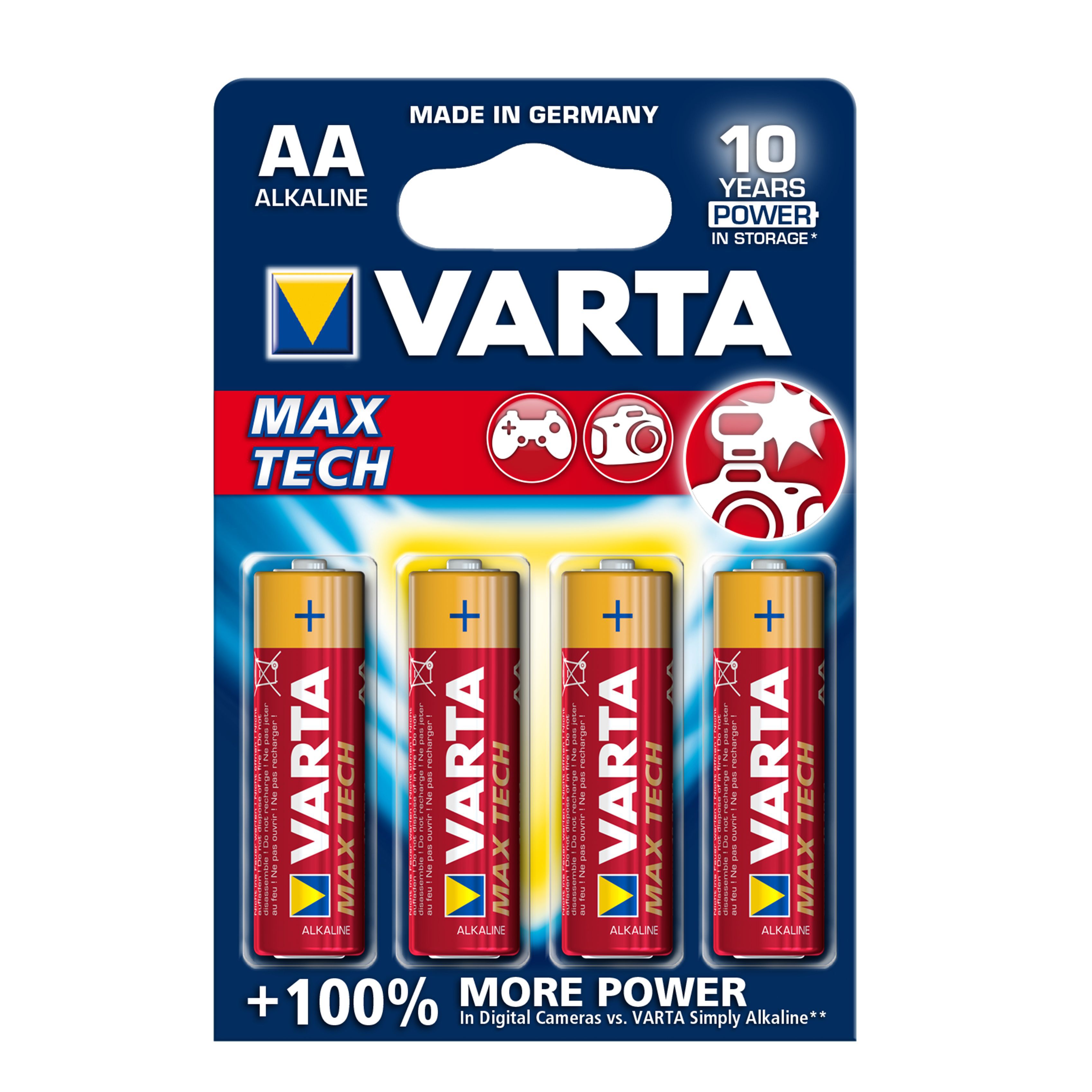 Varta Longlife Max Power Non rechargeable AA Battery, Pack of 4 ...