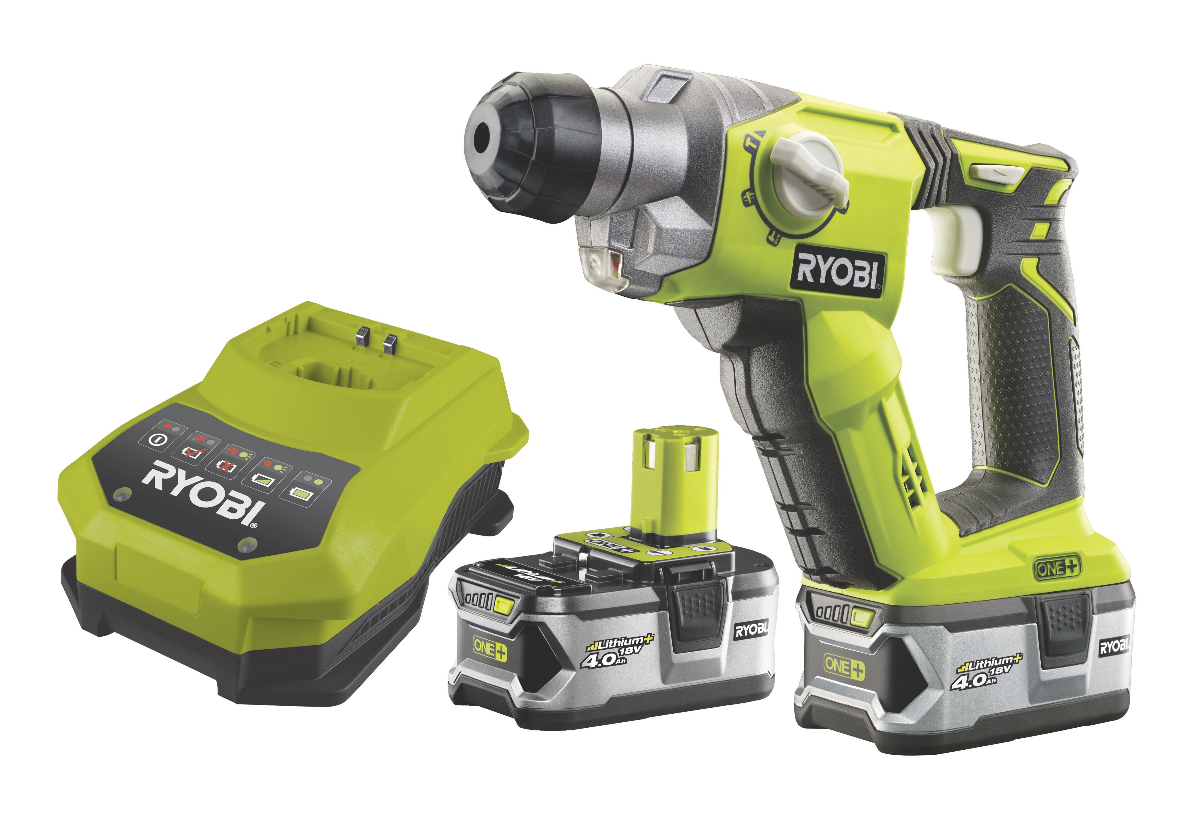 Ryobi One Cordless 18V 4Ah Li ion SDS Plus Drill 2 Batteries R18SDS 