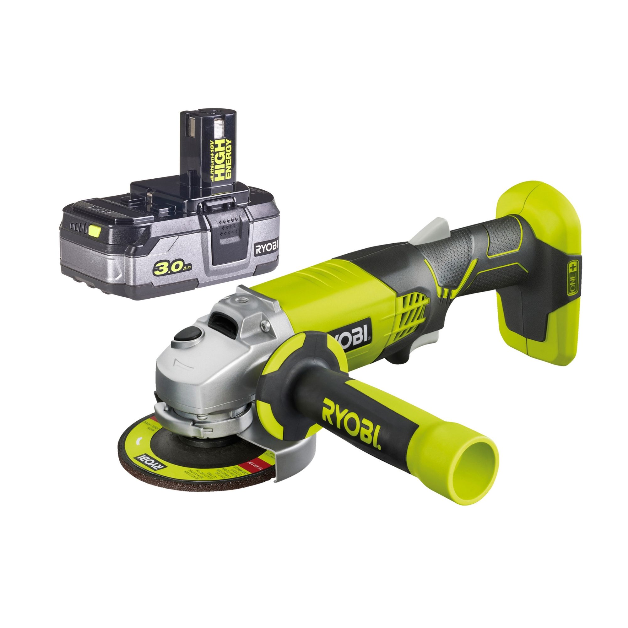 Ryobi ONE+ 18V 3Ah 115mm Cordless Angle grinder 1 battery R18AG-130S ...