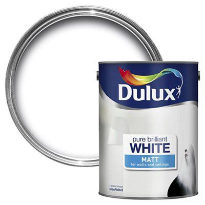 Dulux Pure brilliant white Matt Emulsion paint 5L | Departments | DIY ...