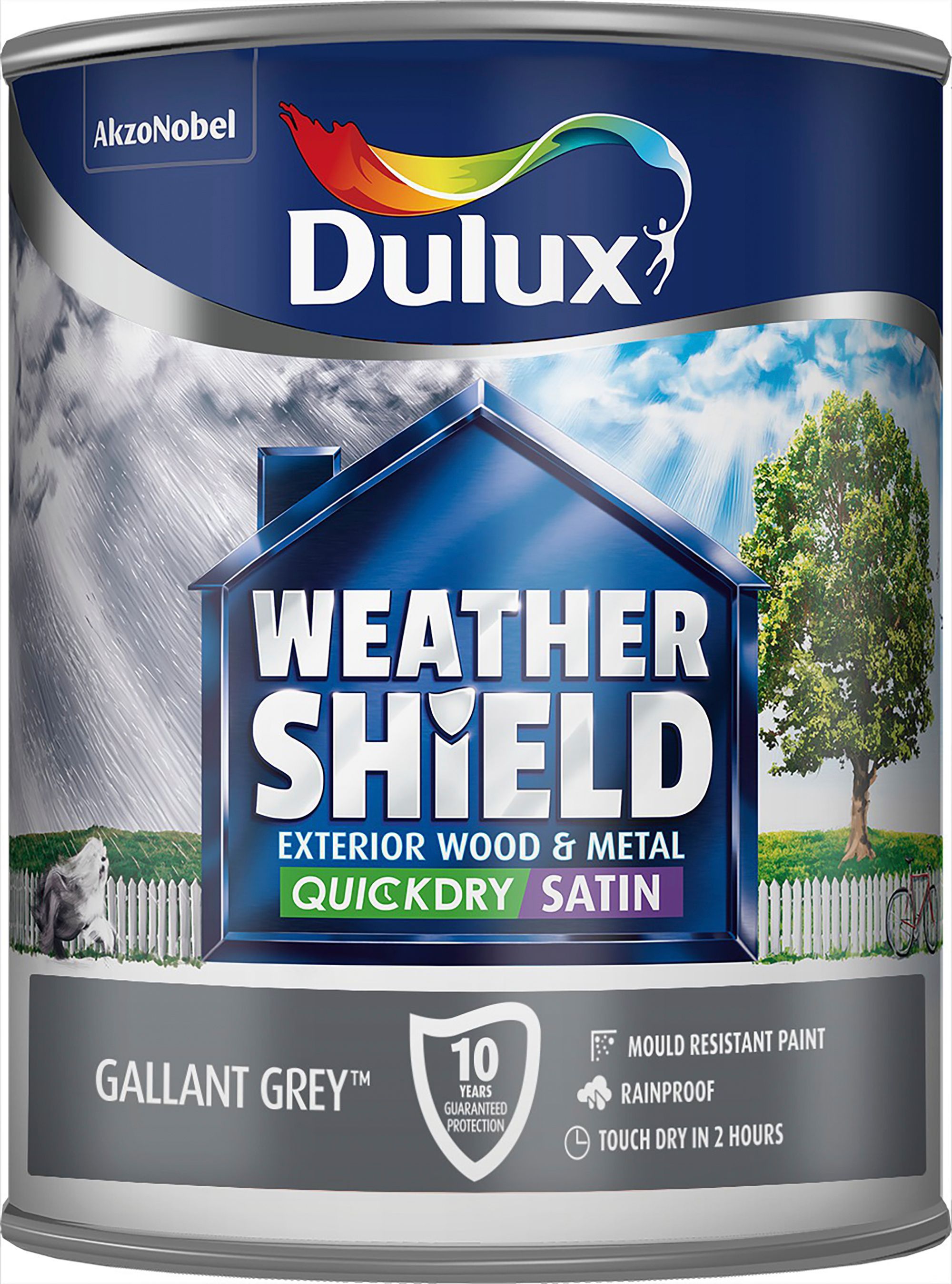 Dulux Weathershield Exterior Gallant Grey Satin Wood & Metal Paint ...