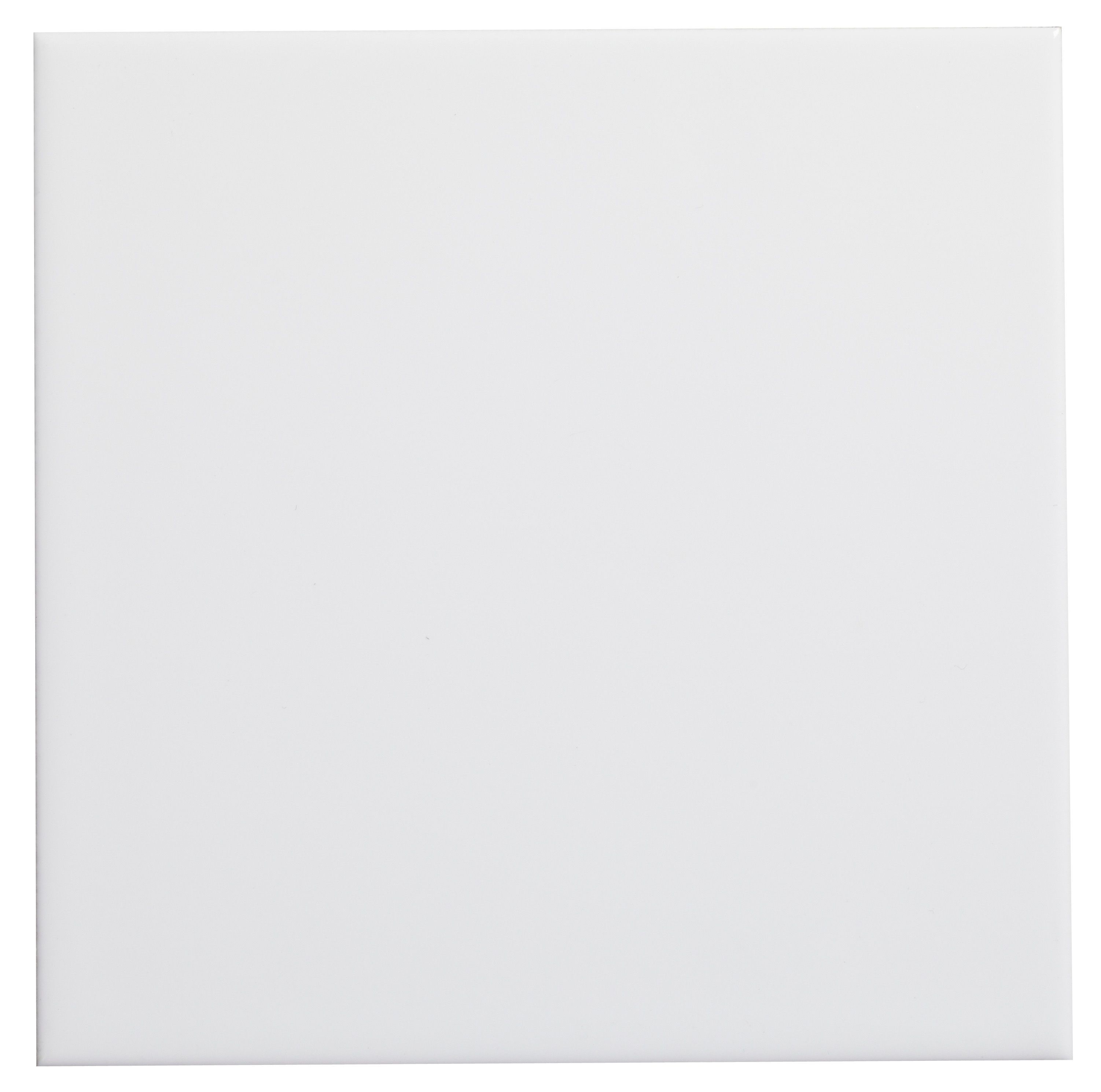 Utopia White Gloss Plain Stone effect Ceramic Wall tile, (L)150mm (W ...