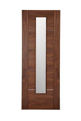 5 panel Glazed Flush Walnut veneer LH & RH Internal Door, (H)1981mm (W ...