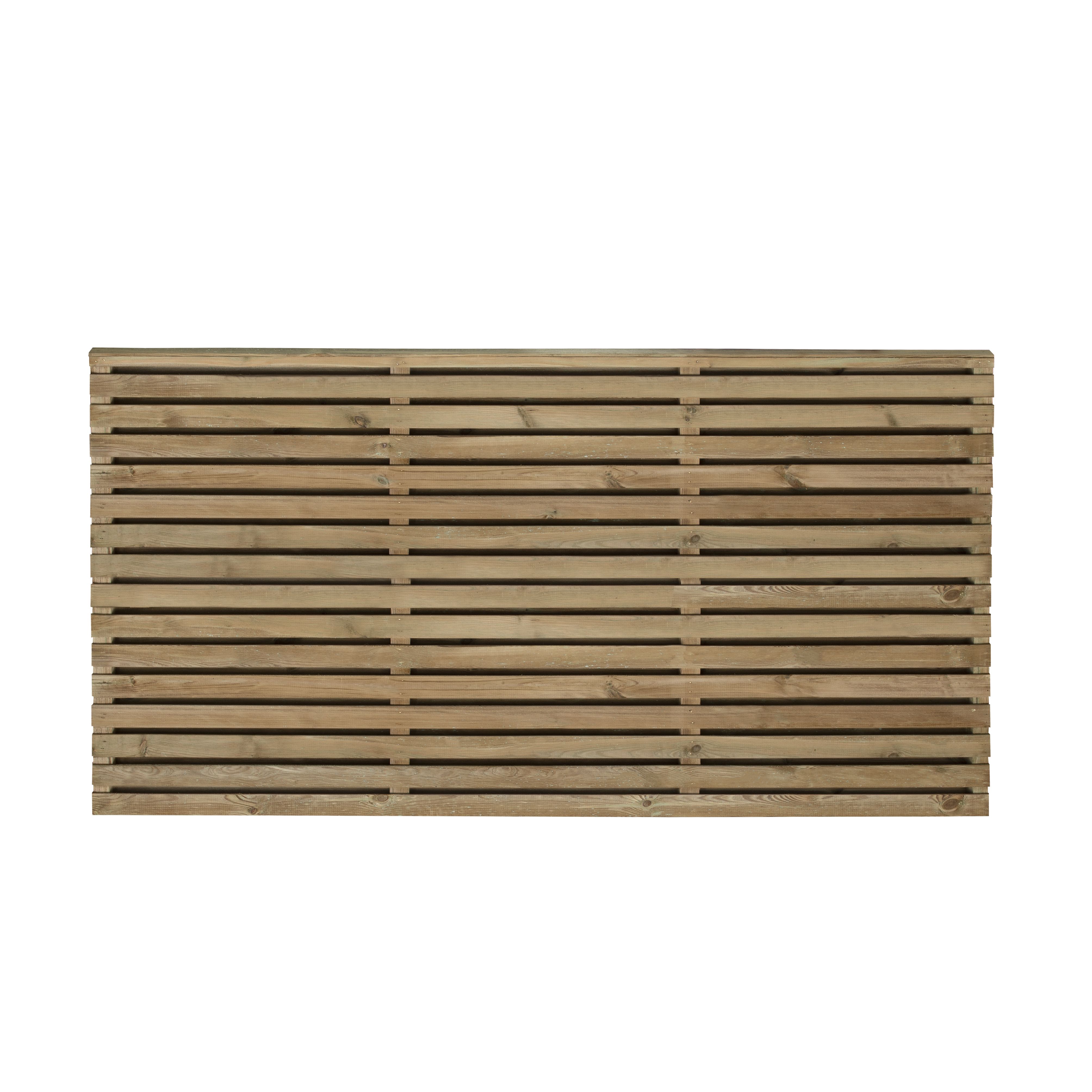 Contemporary Wood Double Slatted Fence Panel (W)1.83 m (H)0.9m, Pack of ...