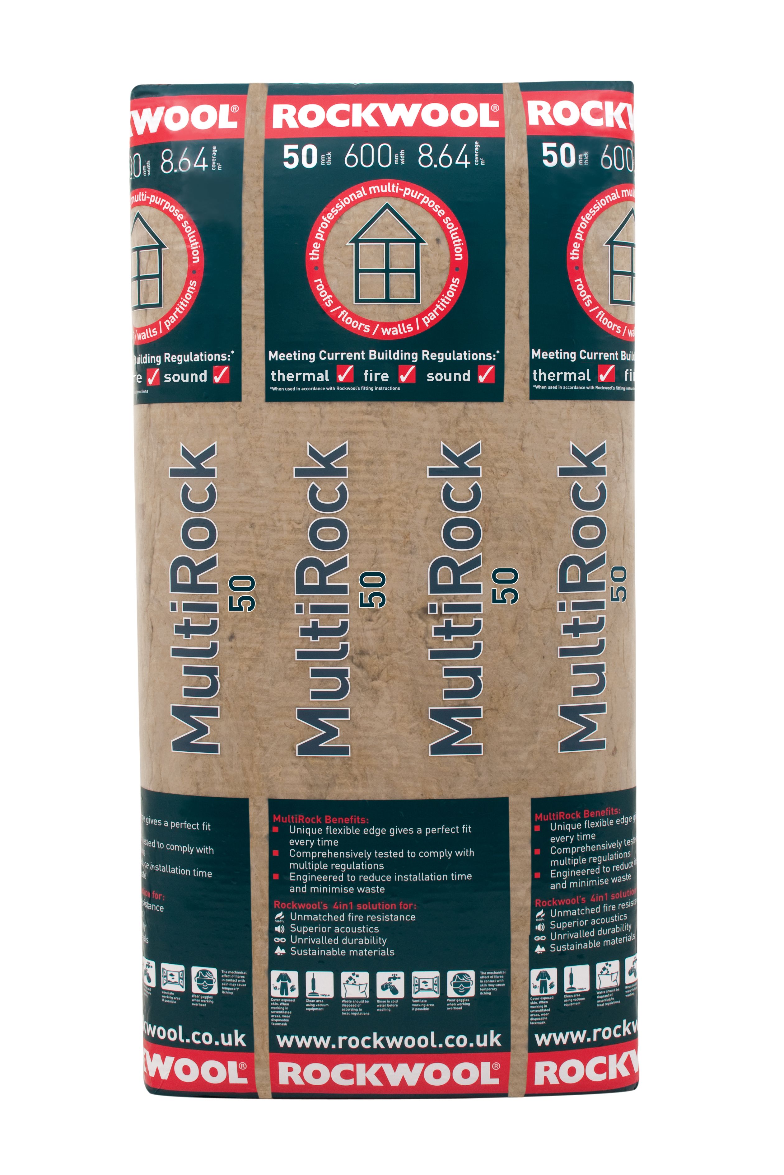 Rockwool Internal Partition Insulation 1200mm 600mm 50mm | Departments ...