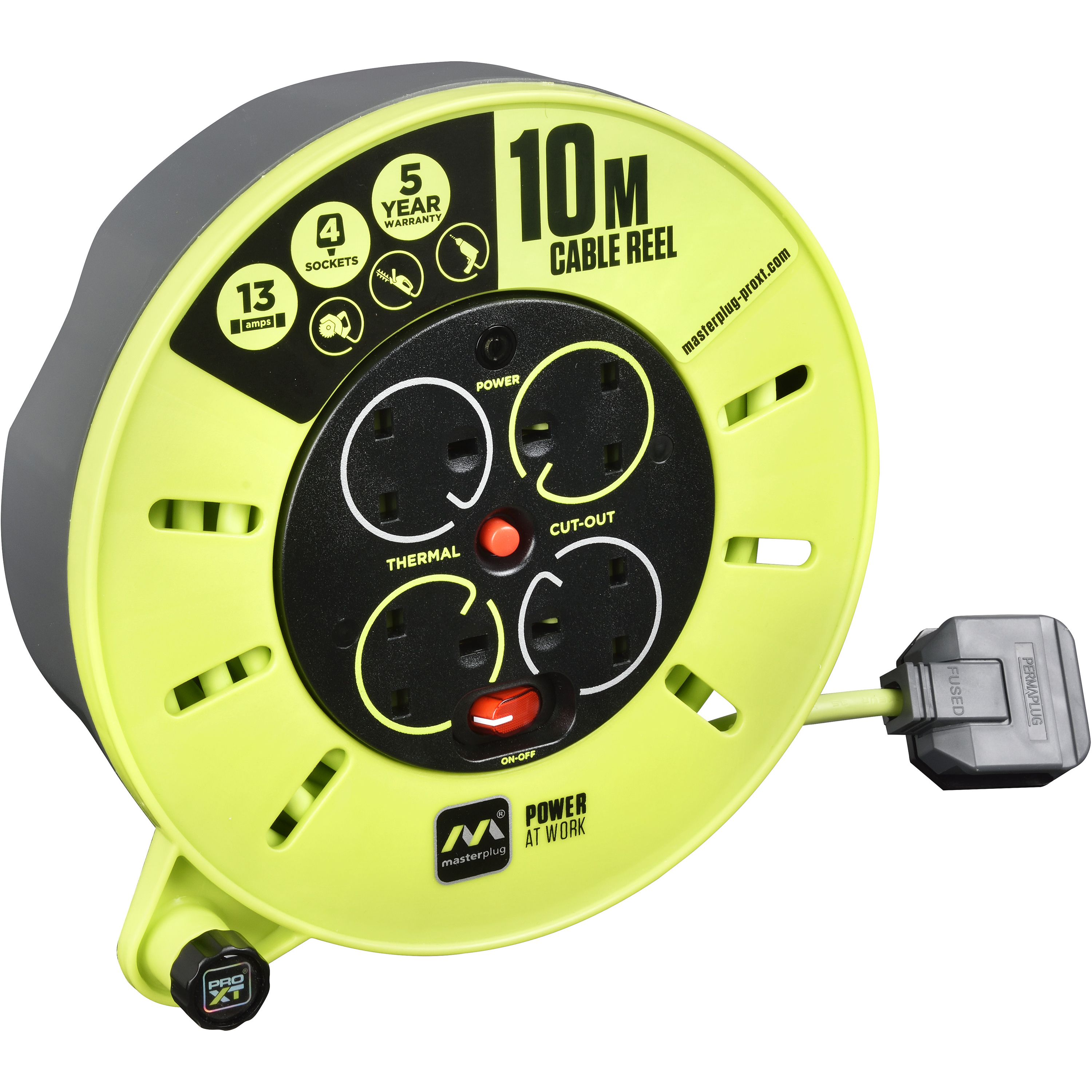 Masterplug 4 socket Cable reel, 10m | Departments | DIY at B&Q
