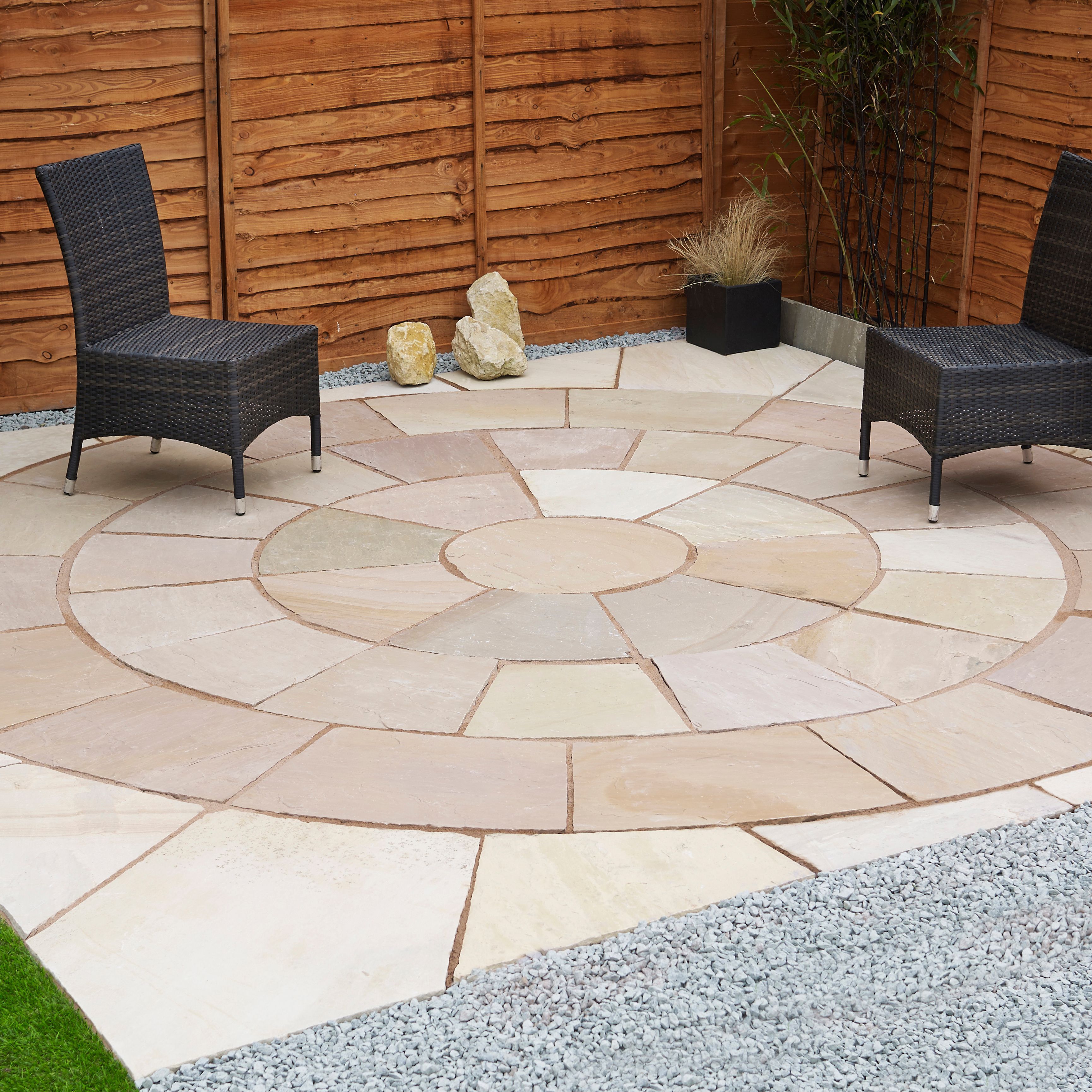 Sunset buff Natural Sandstone Circle paving pack 3.3m | Departments ...