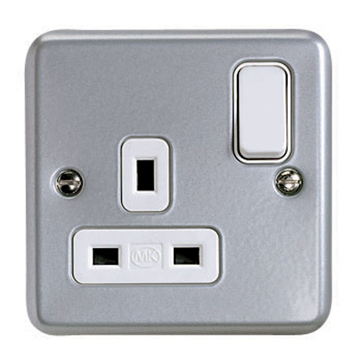 MK 13A Grey 1 gang Switched Metal-clad socket | Departments | DIY at B&Q