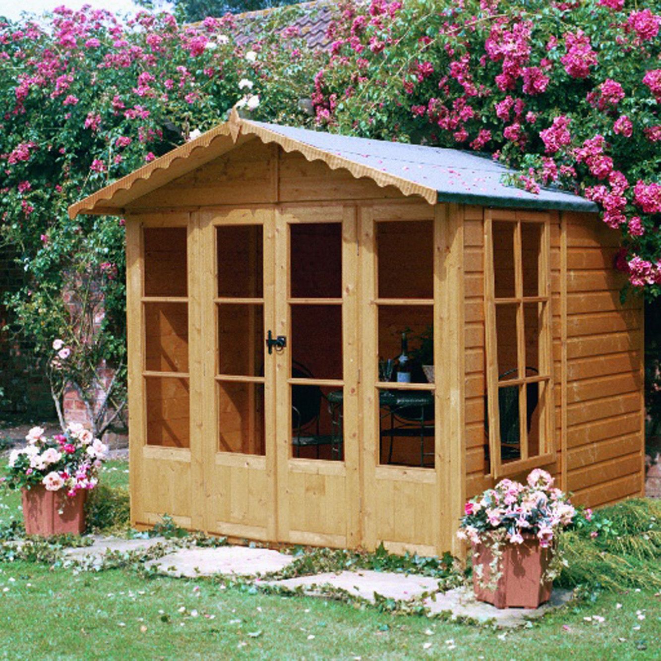7X7 Kensington Shiplap Timber Summerhouse Base Included | Departments ...