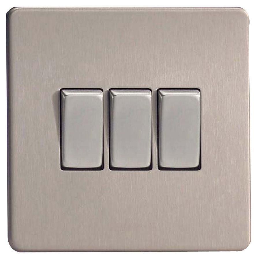 Varilight 10A 2-Way Triple Brushed Silver Effect Light Switch ...