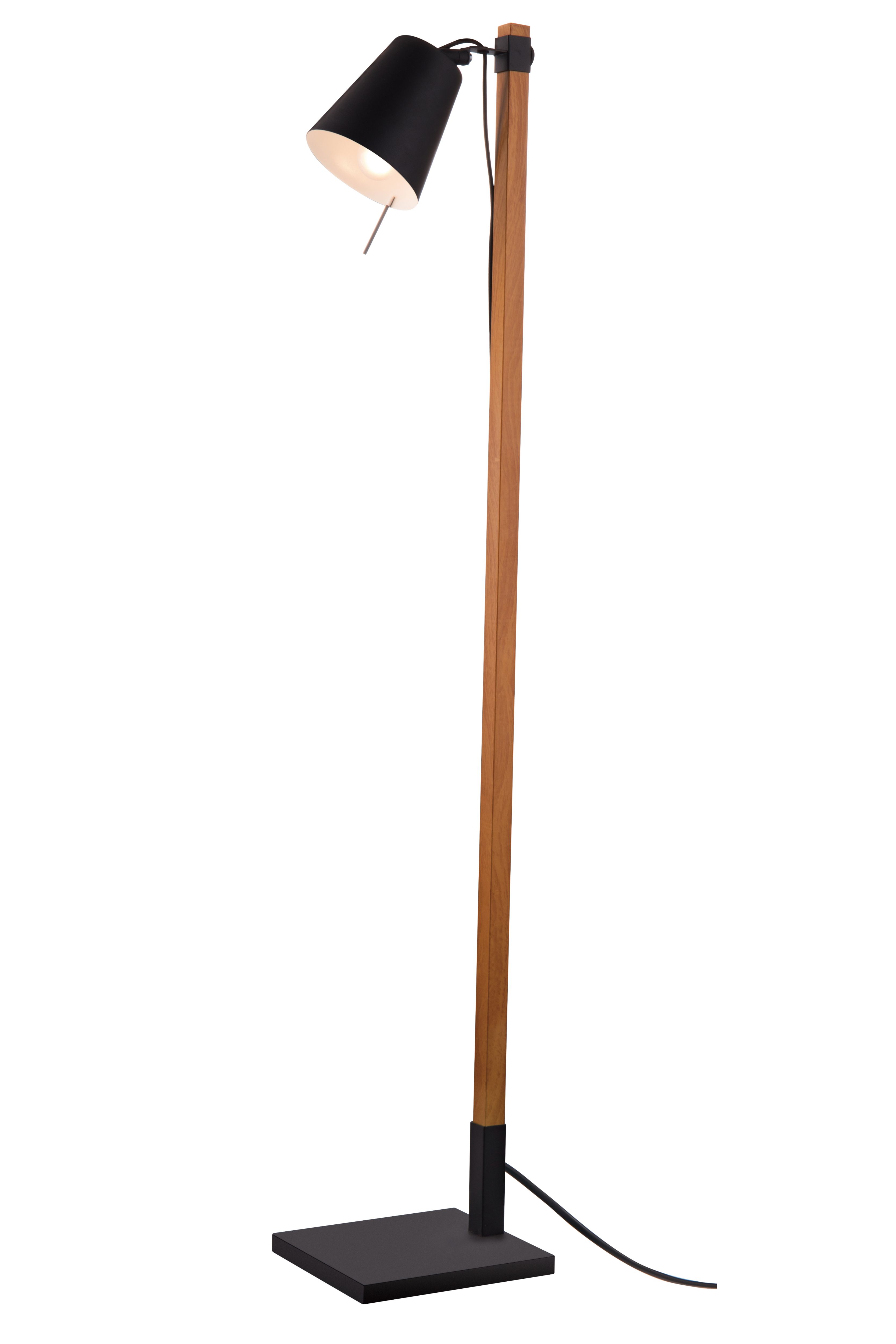 GoodHome Menonry Matt Black Wood effect Floor light | Departments | DIY ...