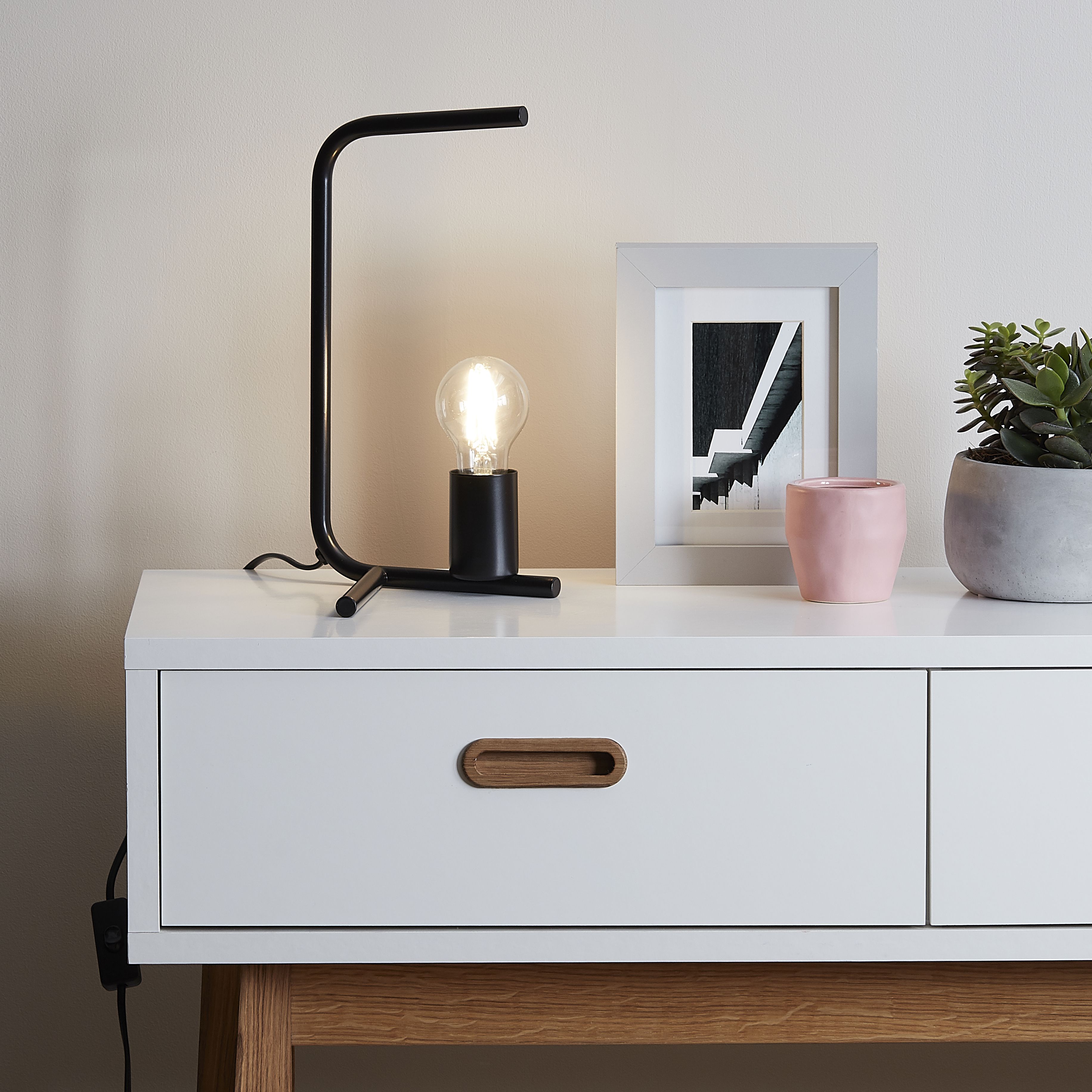 GoodHome Darrah Matt Black Table light | Departments | DIY at B&Q