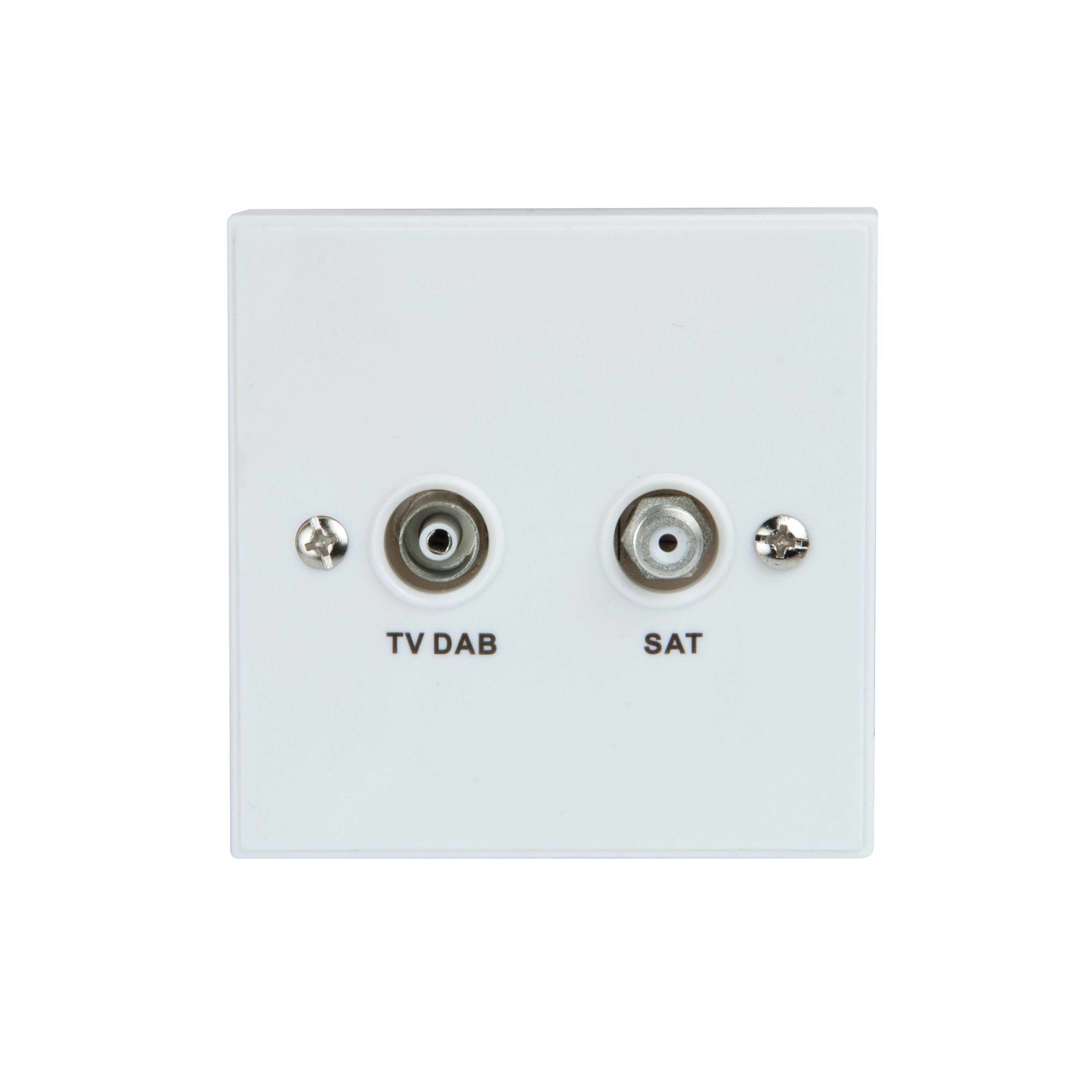 Tristar Raised Screwed Screwed White Plastic Double Coaxial & F-Type ...