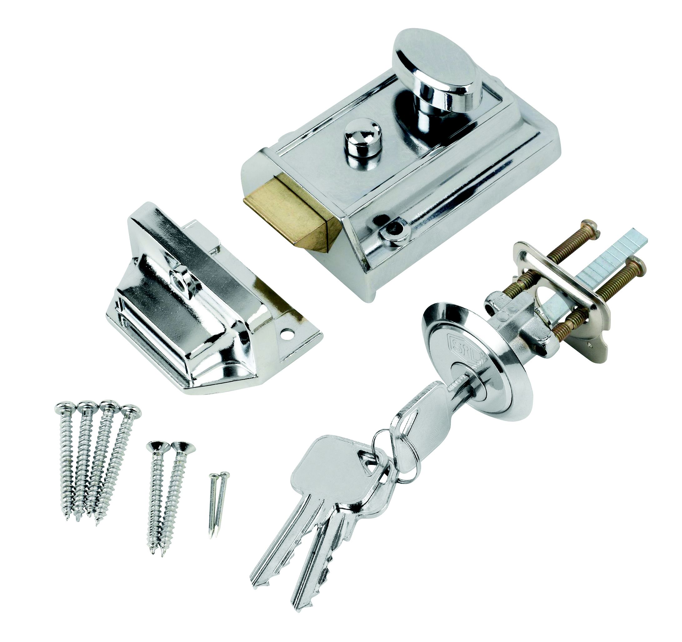 Smith & Locke Polished Chrome effect Deadlock Night latch, (H)64mm (W ...