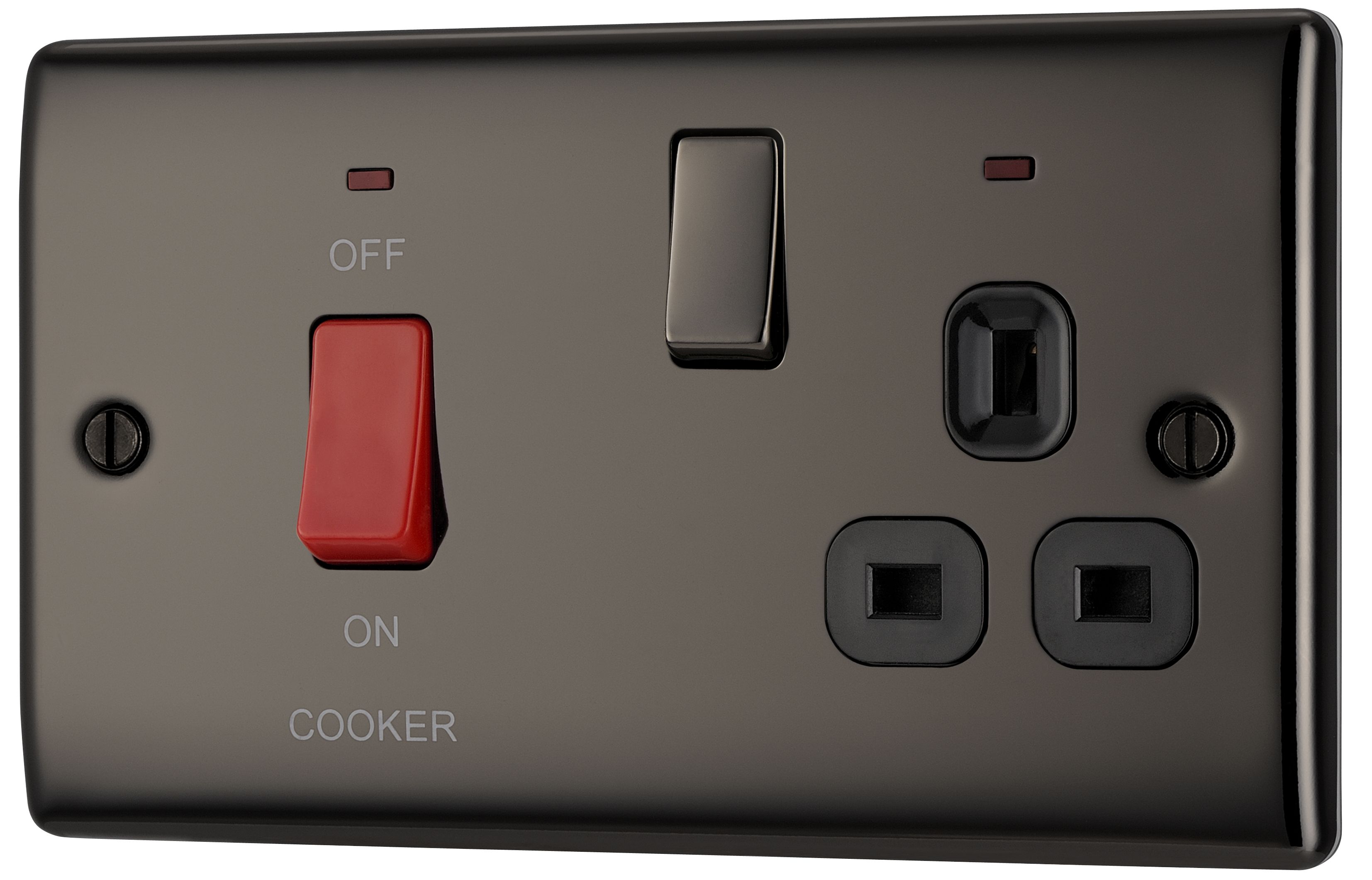British General 45A Double Pole Black/Nickel Effect Cooker Switch ...
