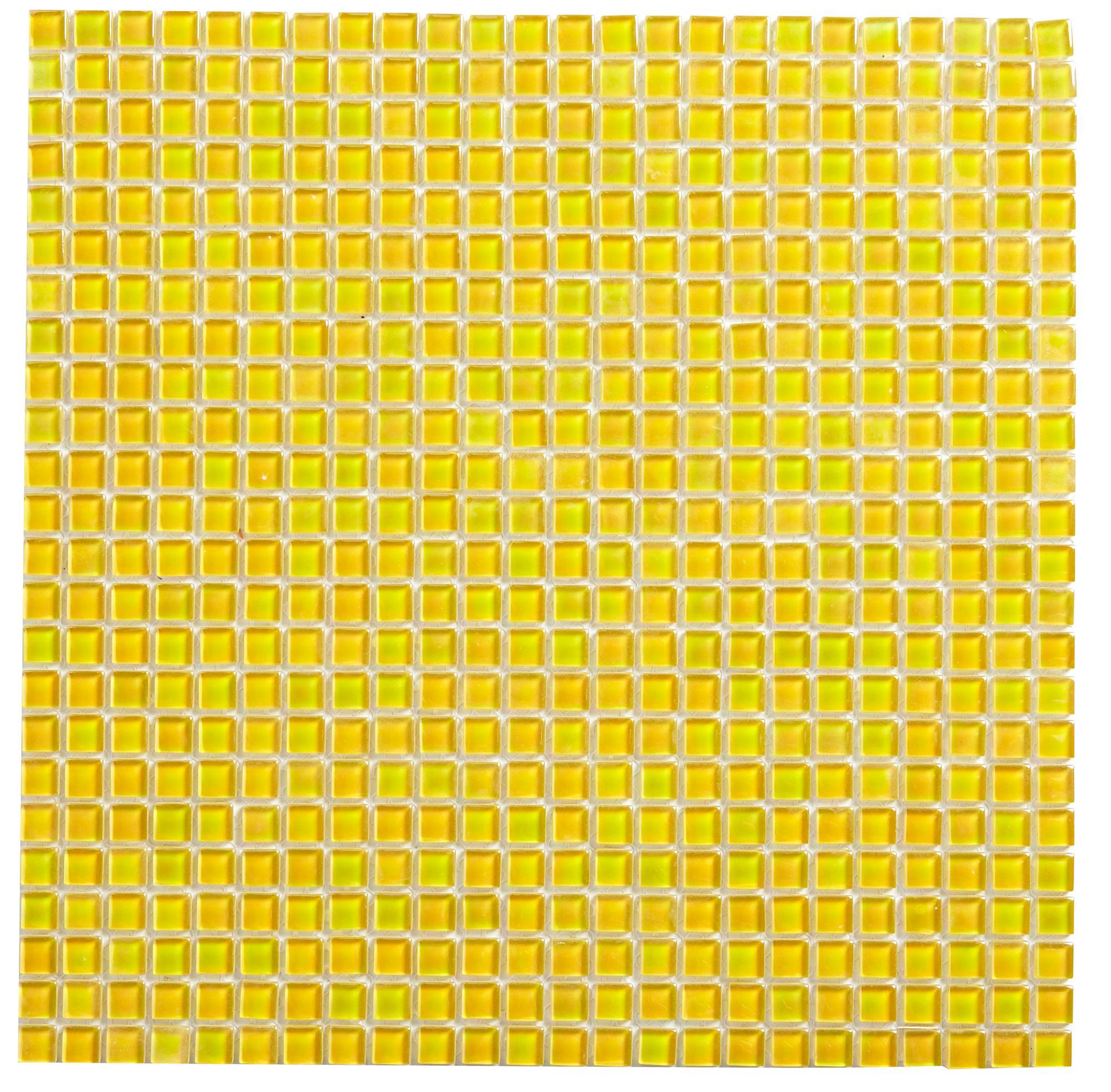 Yellow Mosaic Glass Mosaic Tile, (L)300mm (W)300mm | Departments | DIY ...