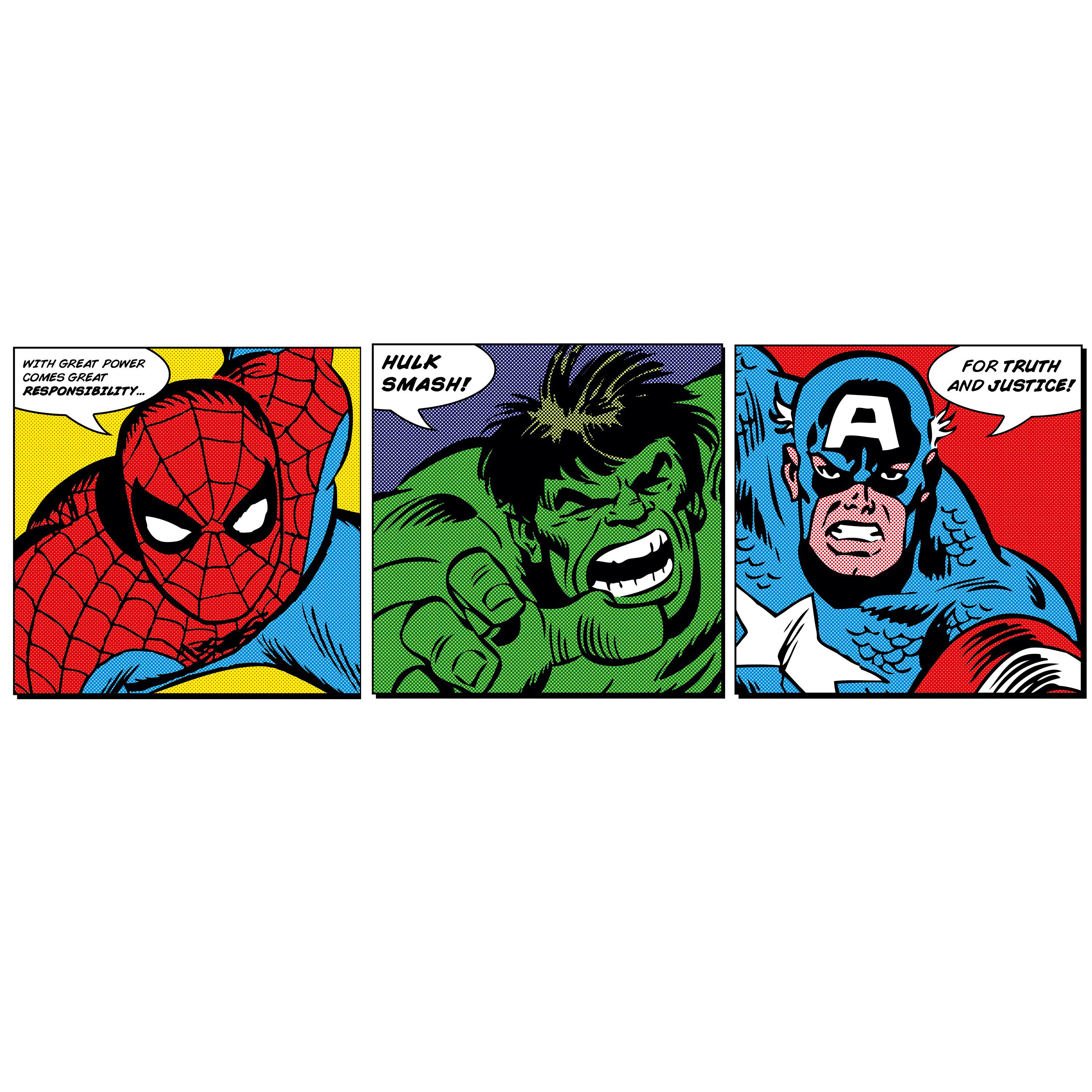 Marvel Faces Multicolour Wall art, Set of 3 (H)300mm (W)300mm ...