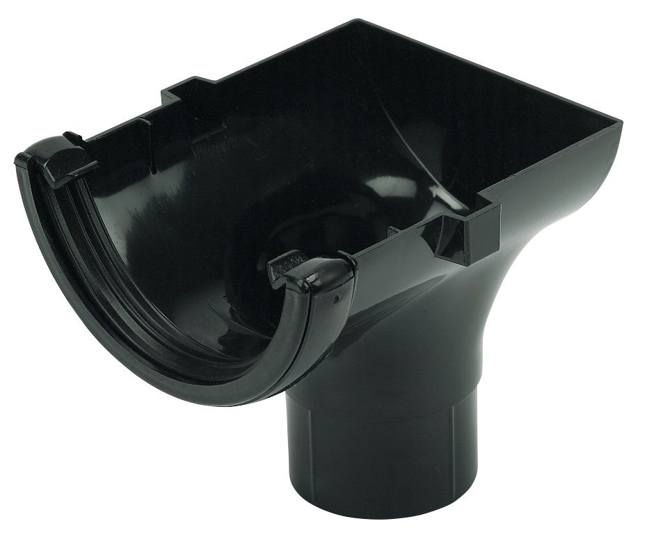 FloPlast Half round Gutter stop end outlet (Dia)112 mm, Black ...