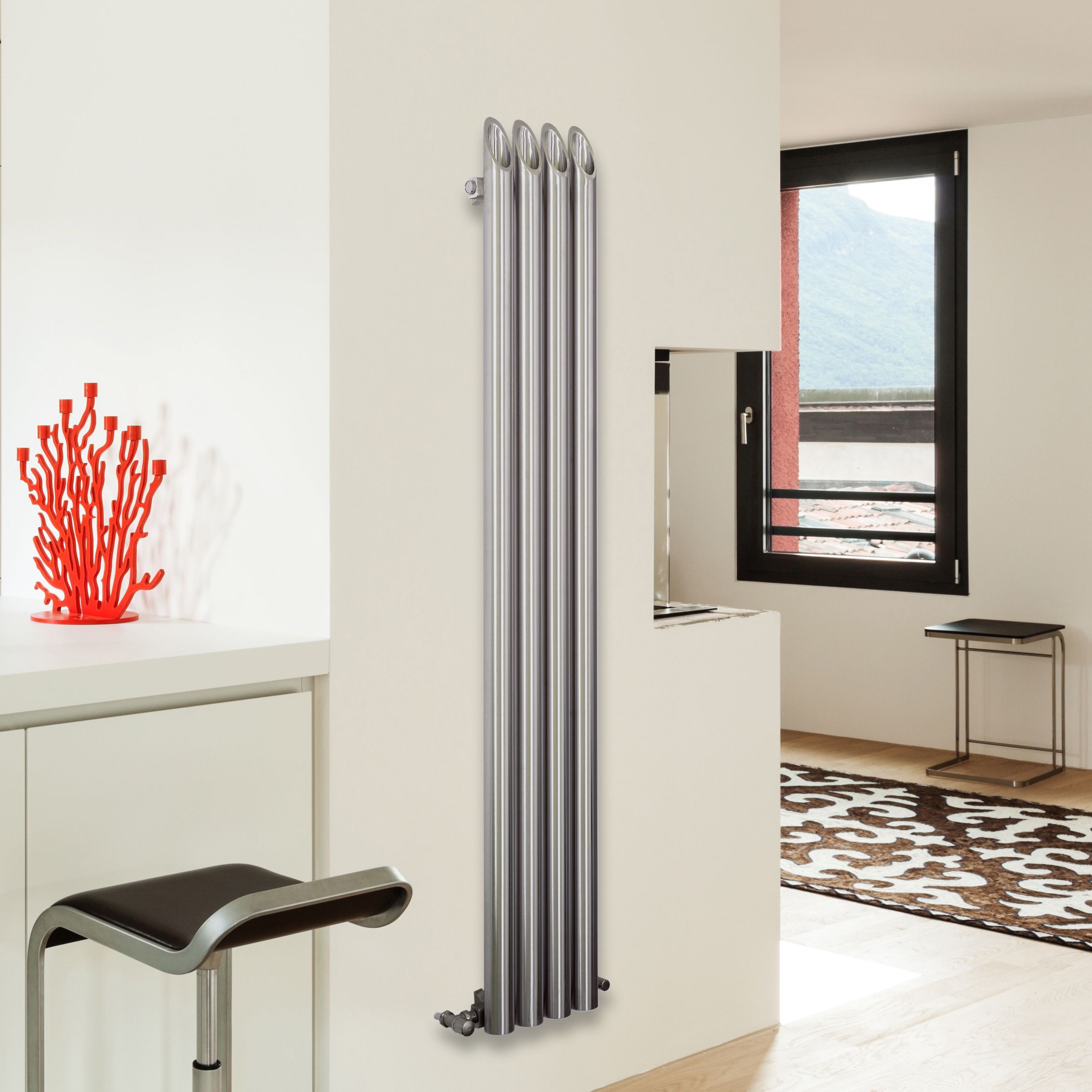 Tubular Vertical Radiator Brushed (H)1800 mm (W)200 mm | Departments ...